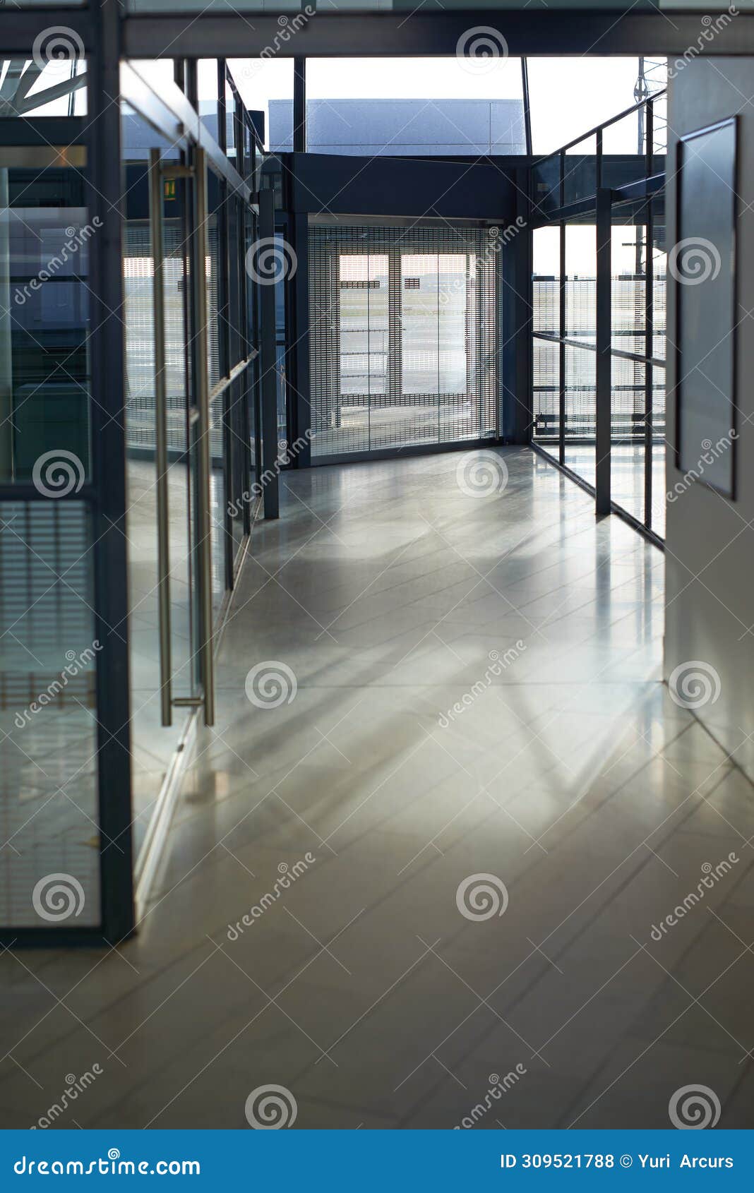 Office, Interior and Hallway with Glass Windows in Passage or Corridor ...