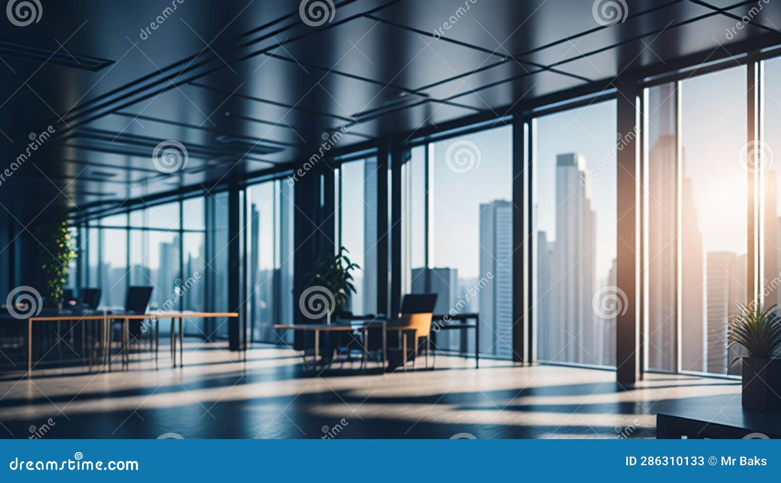 Office Interior with Panoramic Windows. Stock Illustration ...