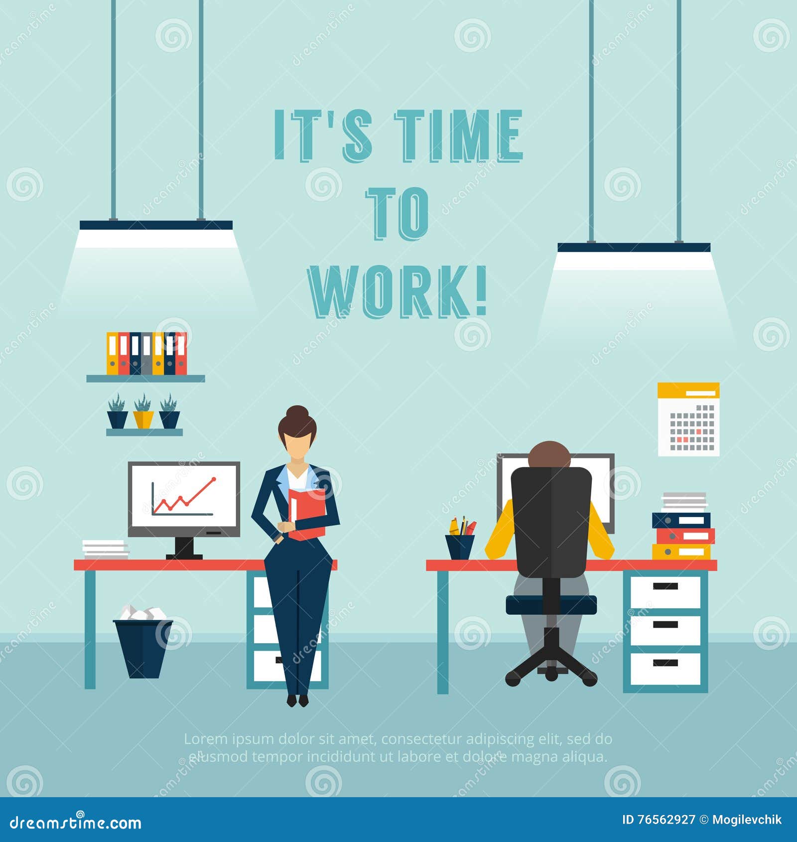 Office Interior Poster stock vector. Illustration of company - 76562927