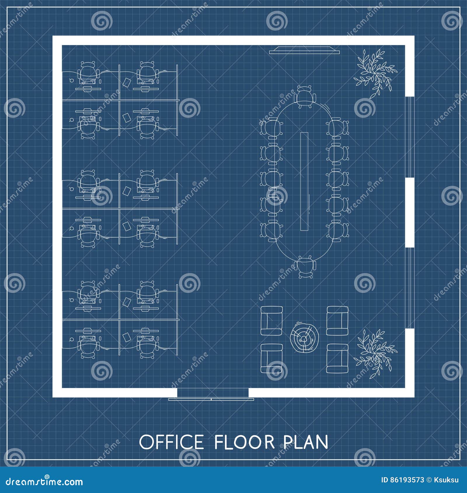 Office Interior Project Top View Plan Stock Vector - Illustration of ...