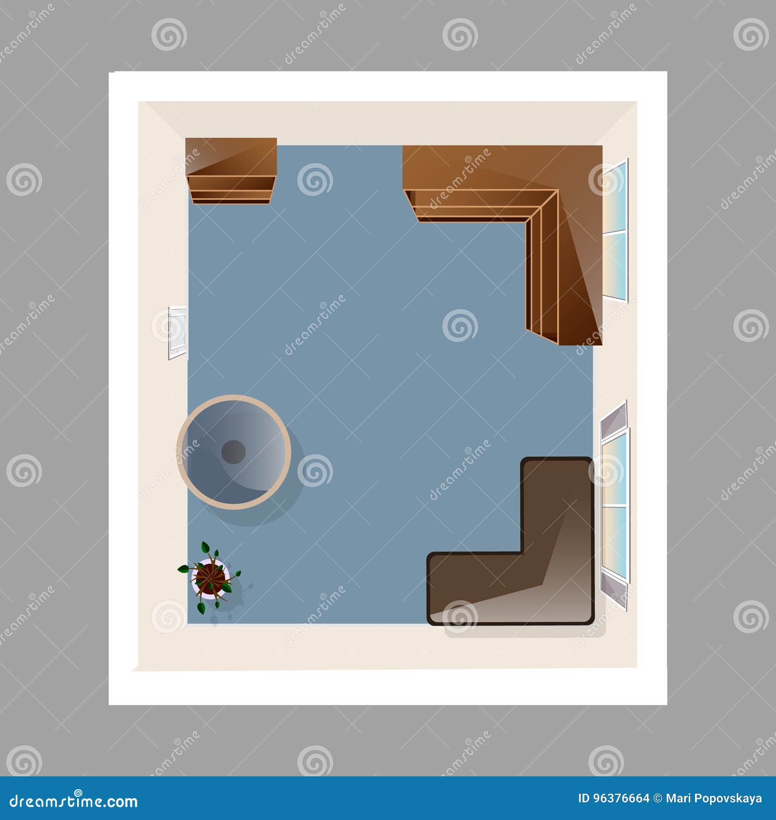 Office interior top view stock vector. Illustration of businessperson ...