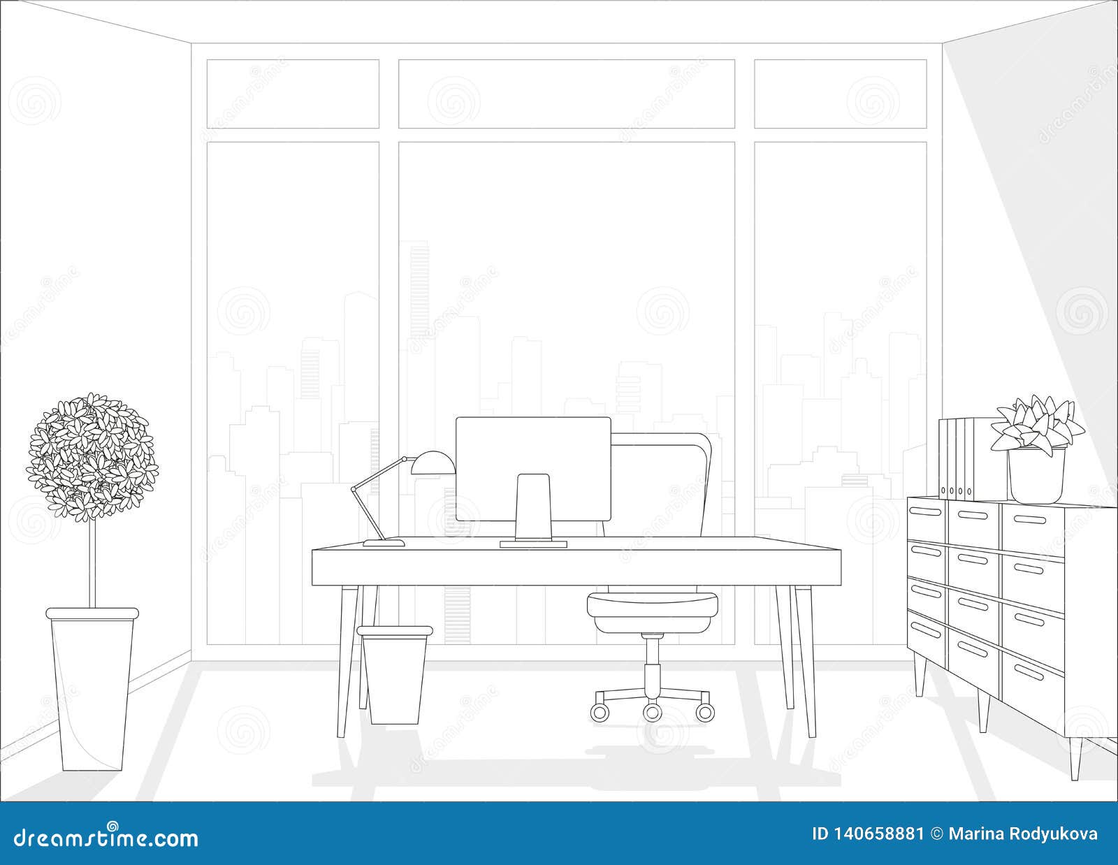 Office Interior. Vector Illustration. Stock Vector - Illustration of ...