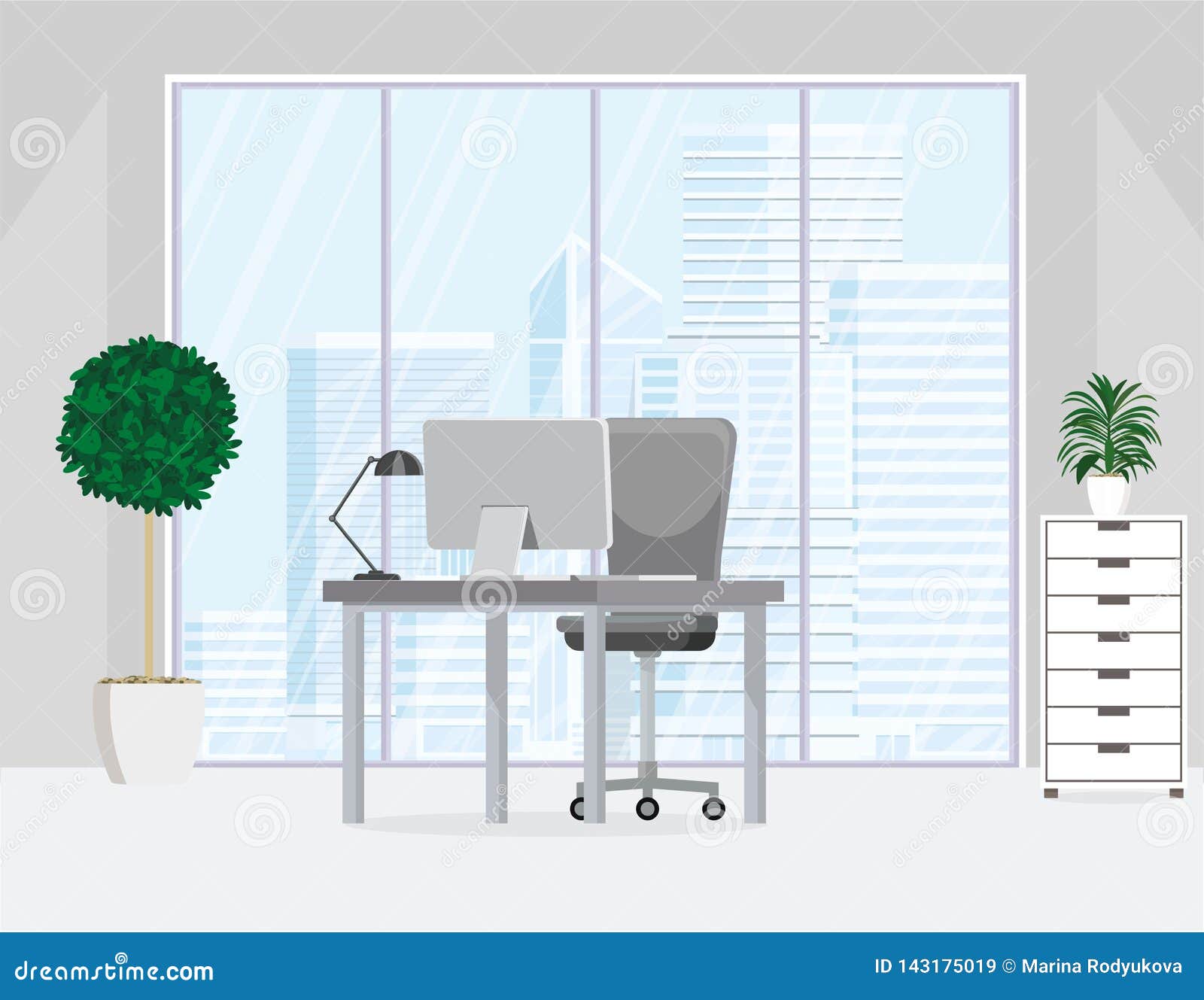 Office Interior. Vector Illustration. Stock Vector - Illustration of ...