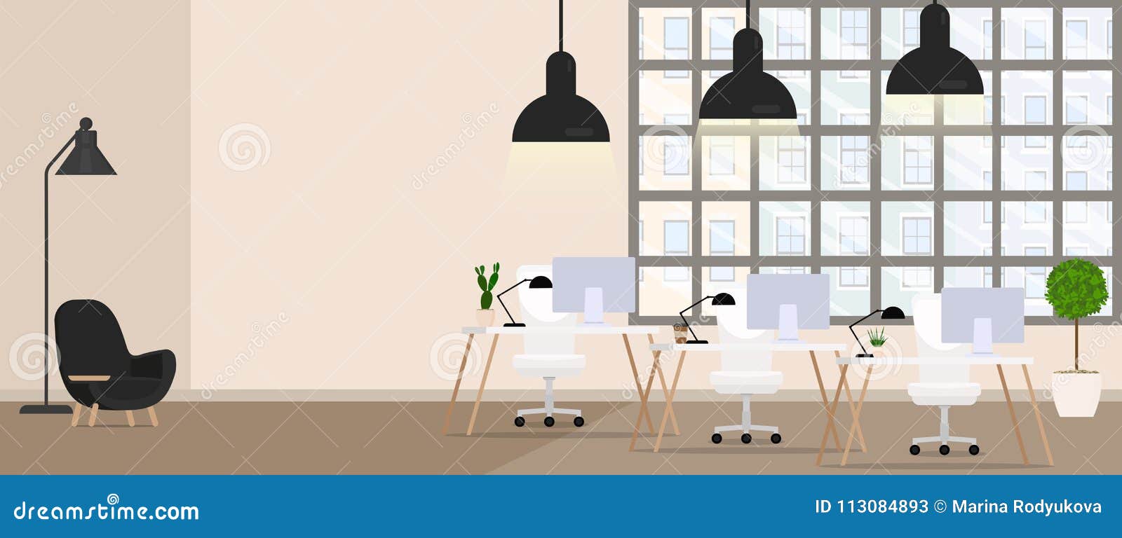 Office Interior. Vector Illustration. Stock Illustration - Illustration ...