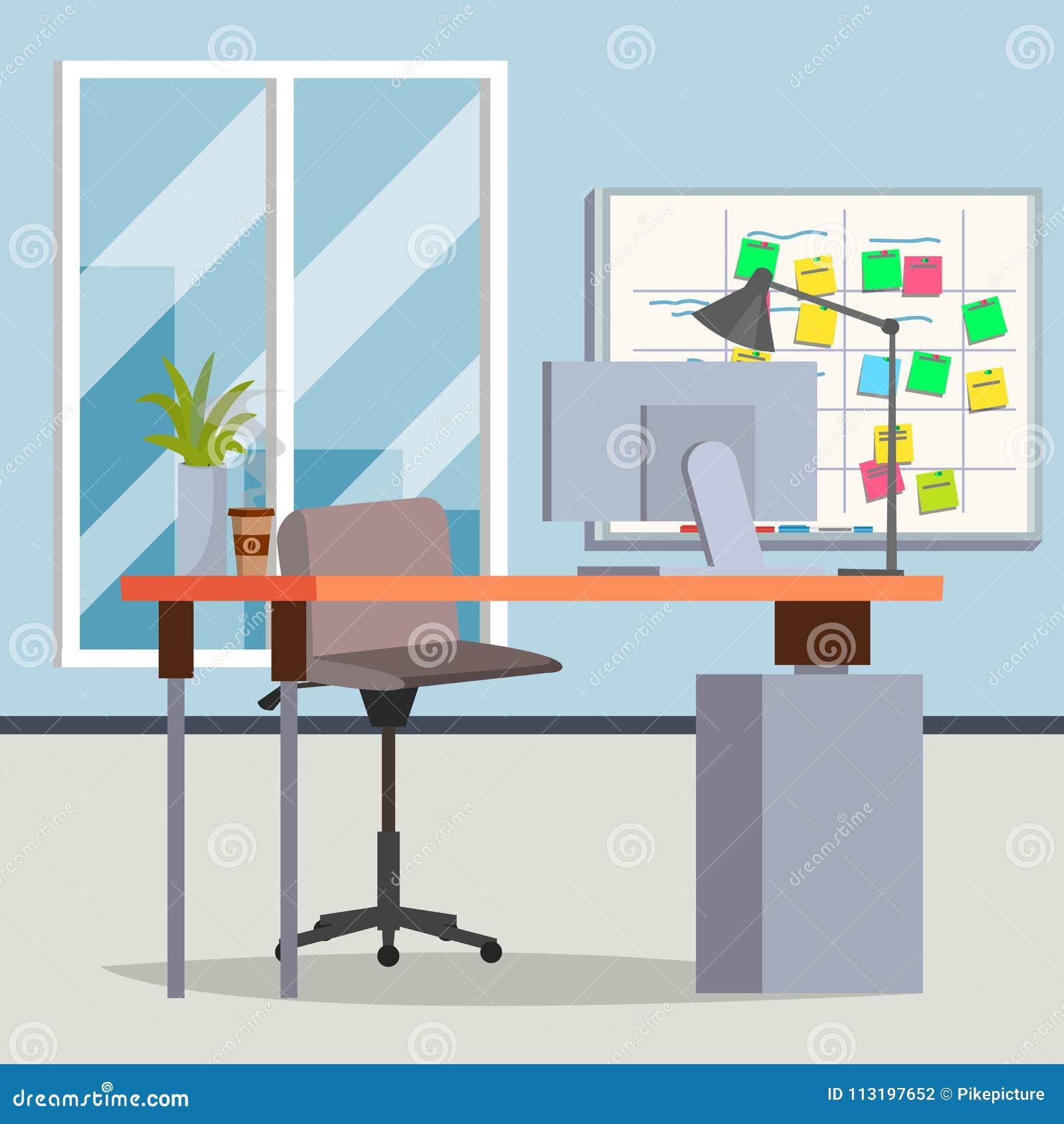 Office Interior Vector. Modern Workplace. Interior Office Room. Flat ...