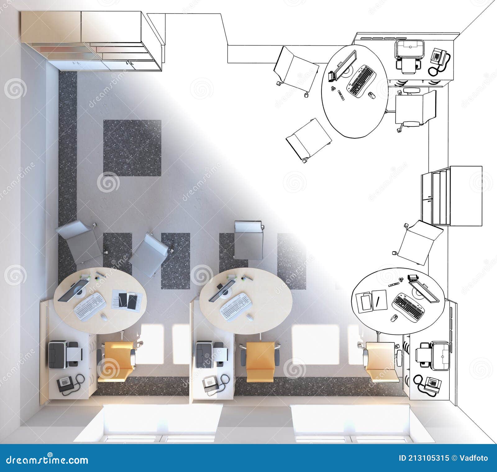Office, Interior Visualization Stock Illustration - Illustration of ...