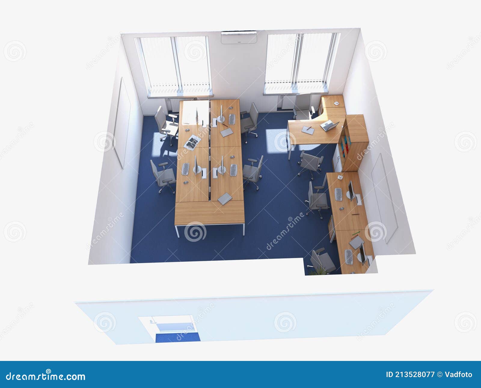 Office, Interior Visualization Stock Illustration - Illustration of ...