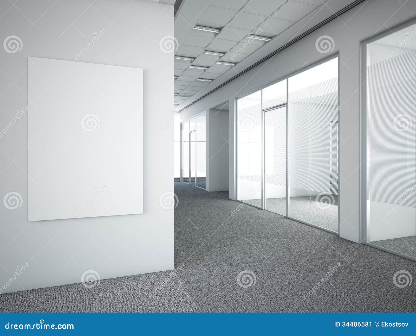 Office Interior with White Frame Stock Illustration - Illustration of ...
