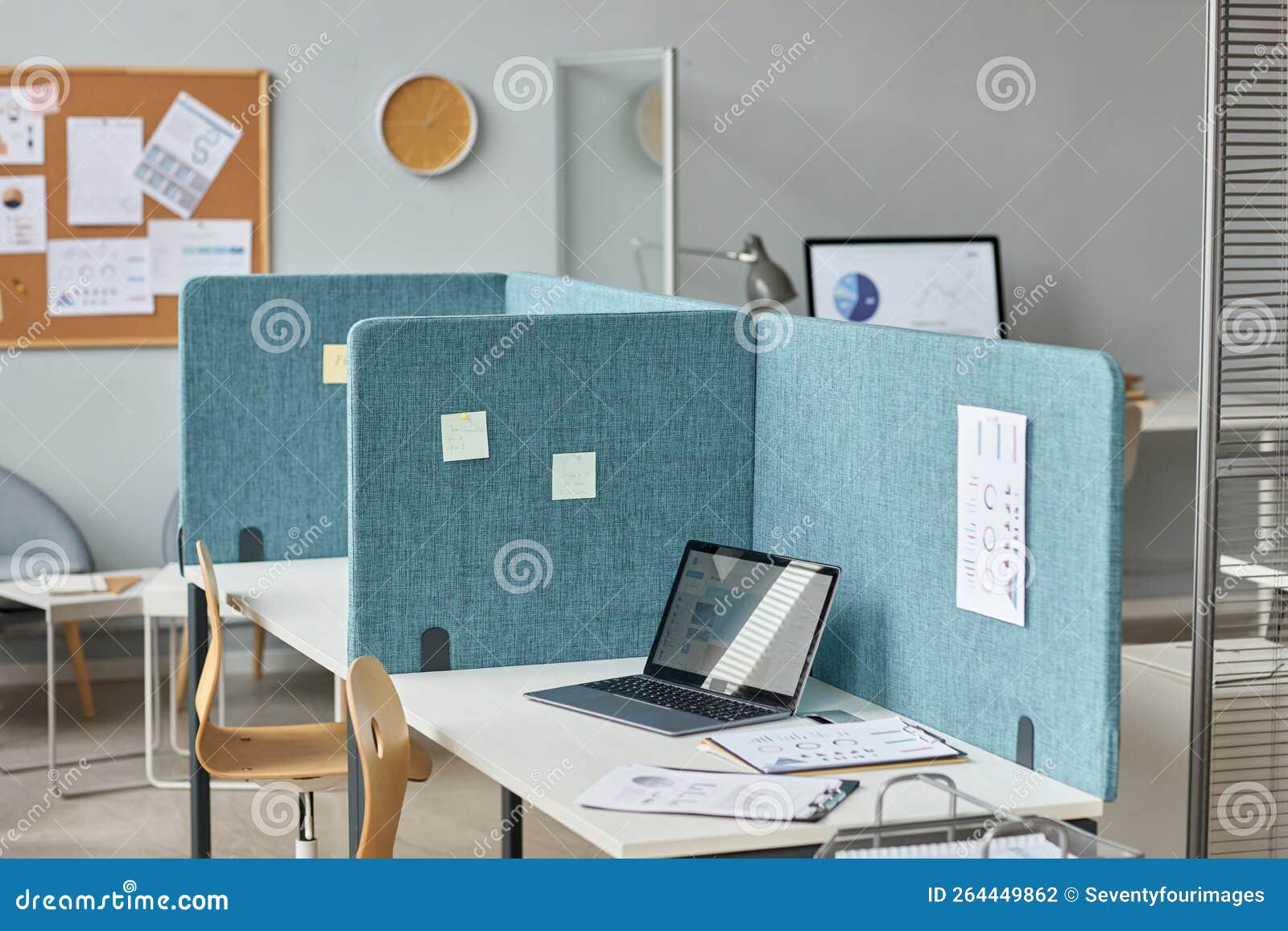 Office Interior with Workplaces Separated by Partition Walls Stock ...