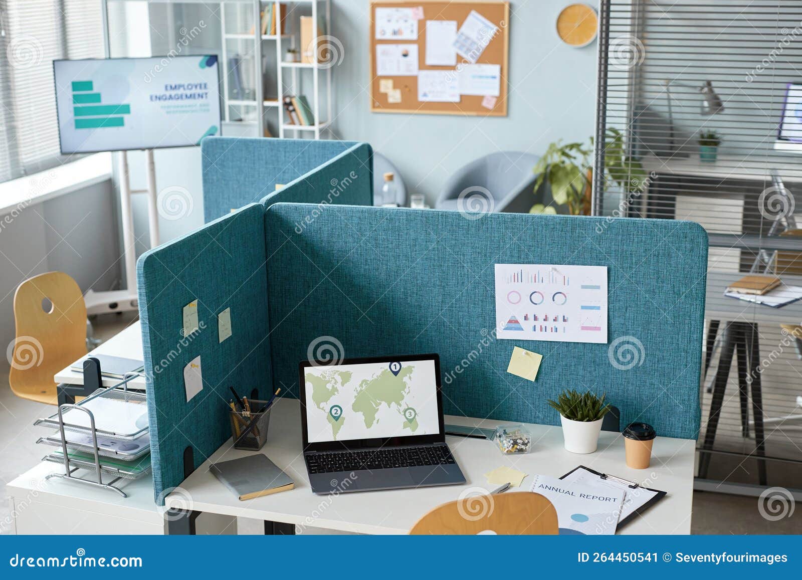 Office Interior with Workplaces Separated by Partition Walls Stock ...