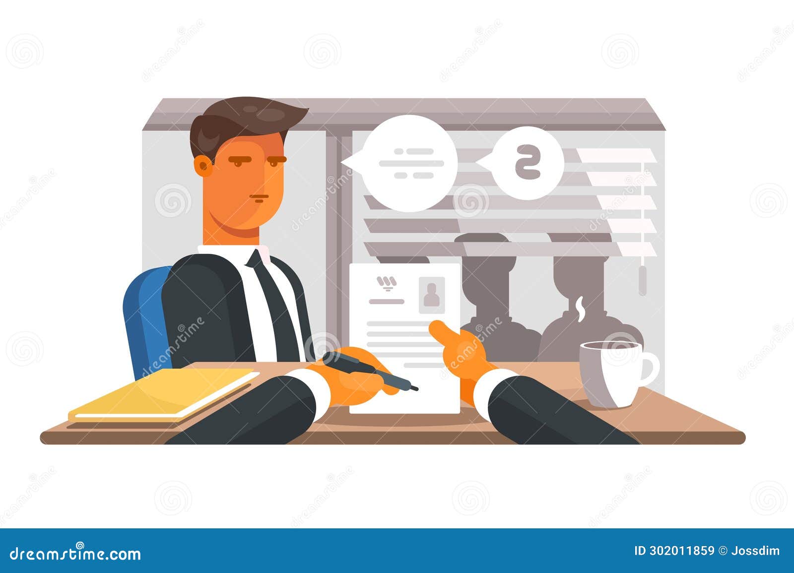 Office Interview Dialogue stock vector. Illustration of scene - 302011859