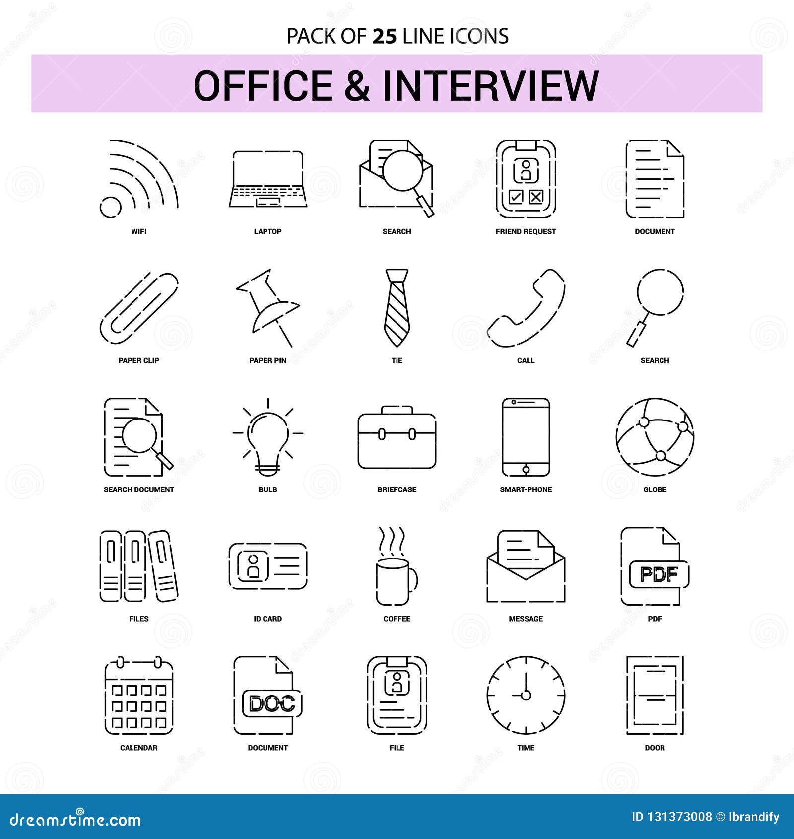 Office and Interview Line Icon Set - 25 Dashed Outline Style Stock ... Office and Interview Line Icon Set - 25 Dashed Outline Style Stock ...
