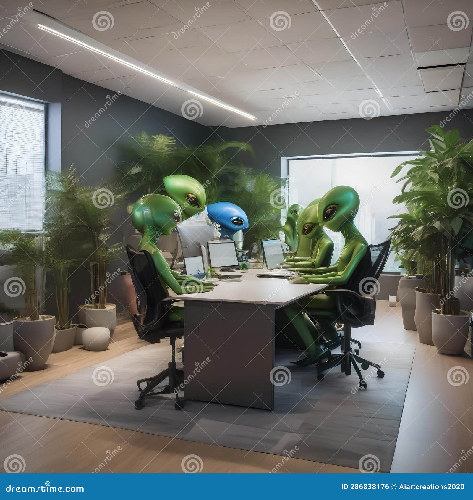 An Office Invaded by Friendly Aliens, Who Collaborate with Employees on ...