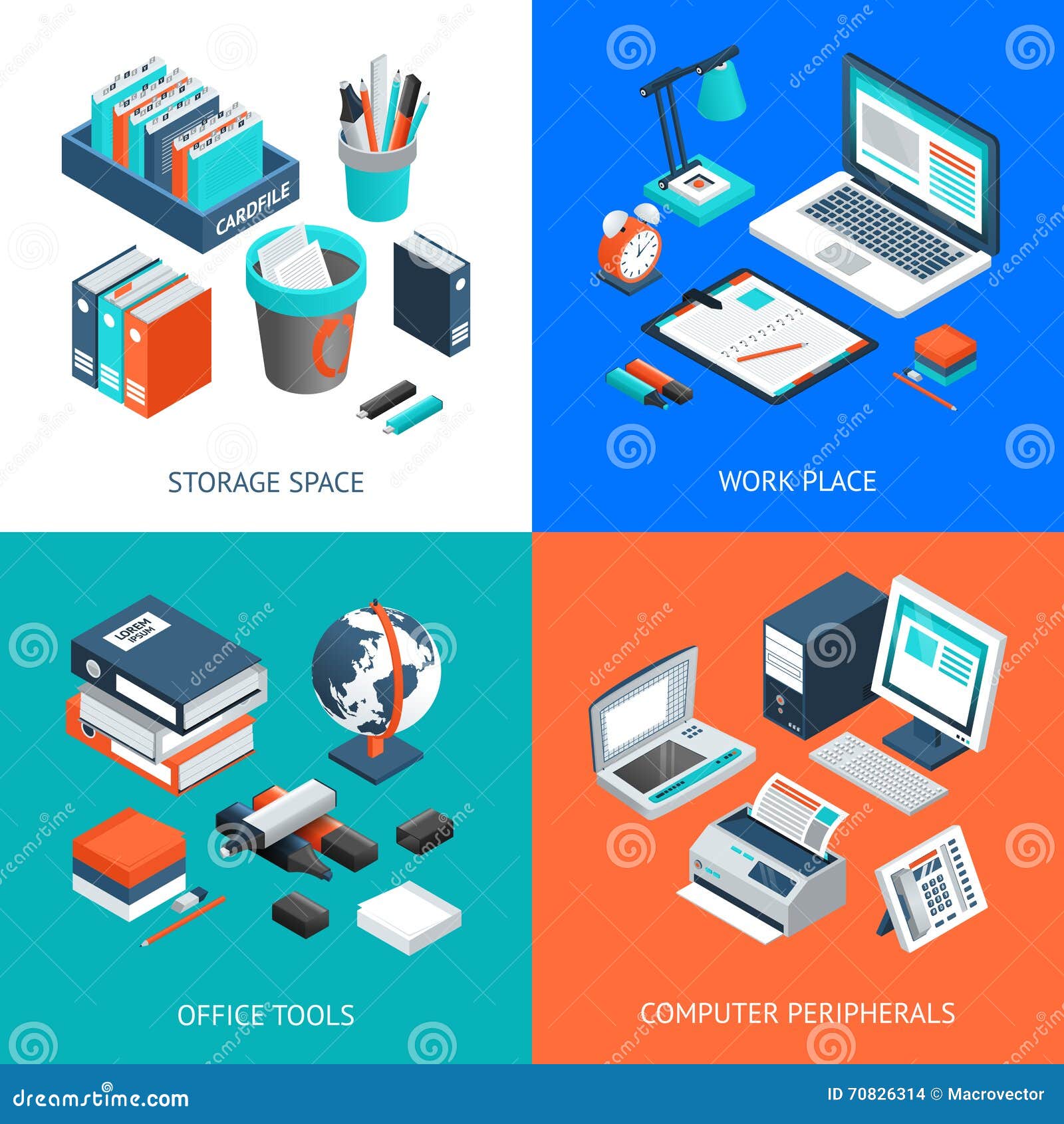 Office 2x2 Isometric Design Concept Stock Vector - Illustration of ...