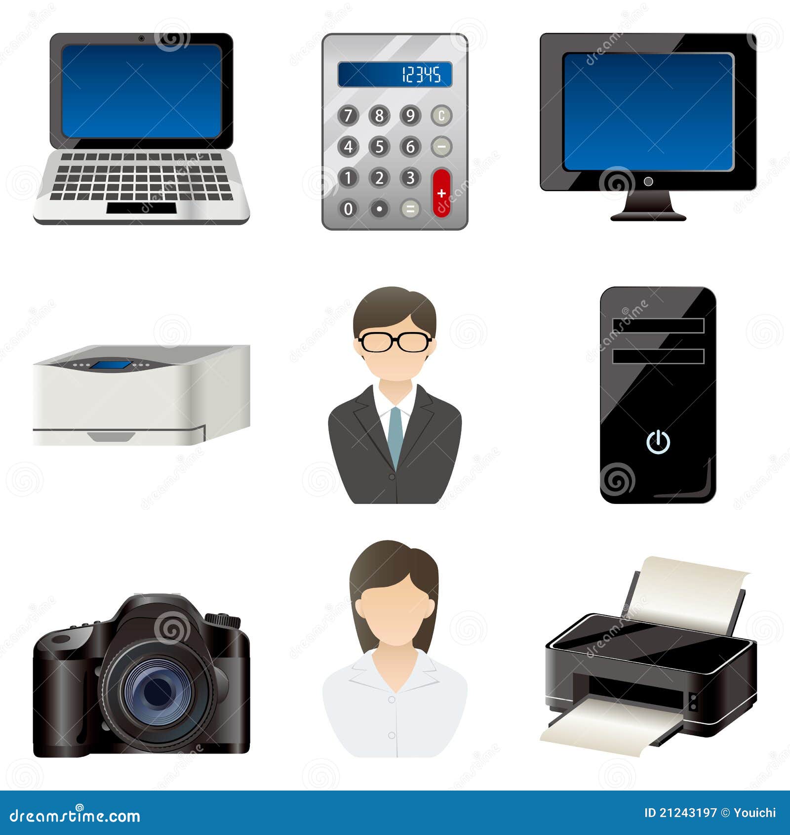 Office item icons set stock vector. Illustration of office - 21243197