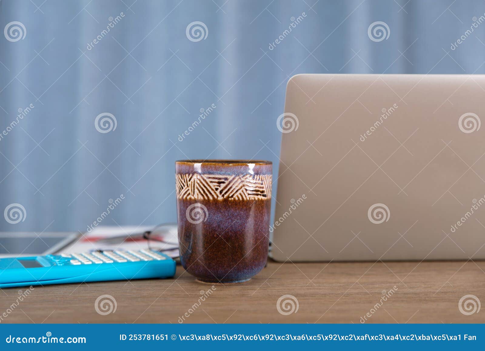 Office items on the desk stock image. Image of tablet - 253781651