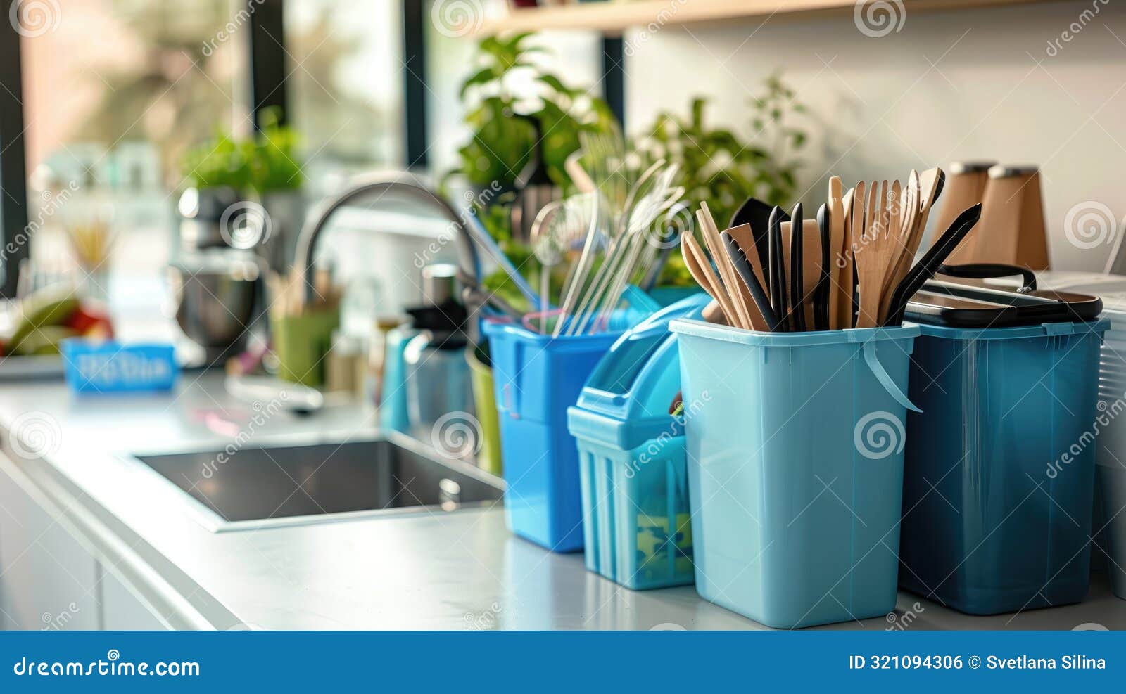 2. Office Kitchen with Composting Bins and Reusable Utensils Promoting ...