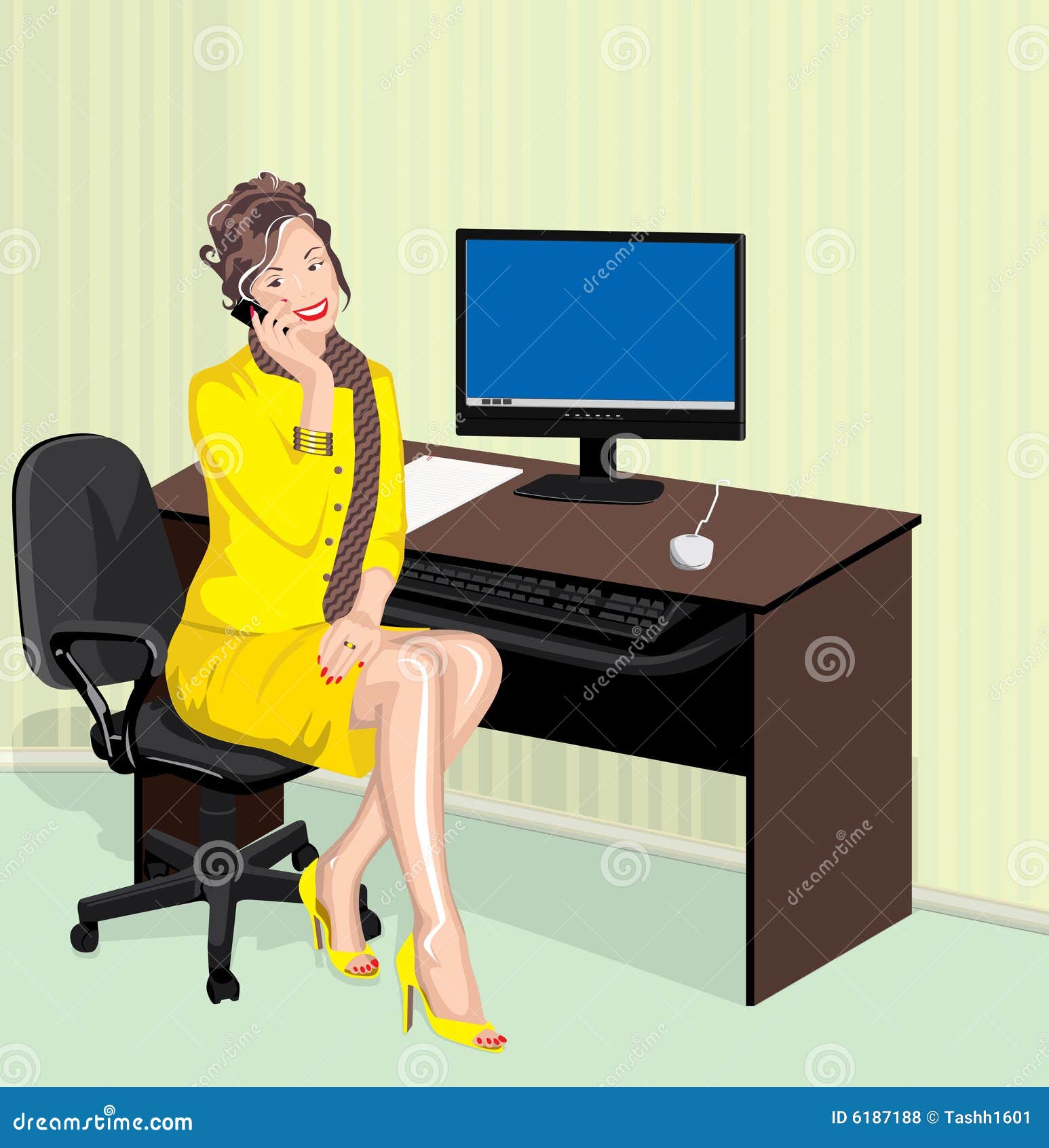 Office lady stock vector. Illustration of casual, indoors - 6187188