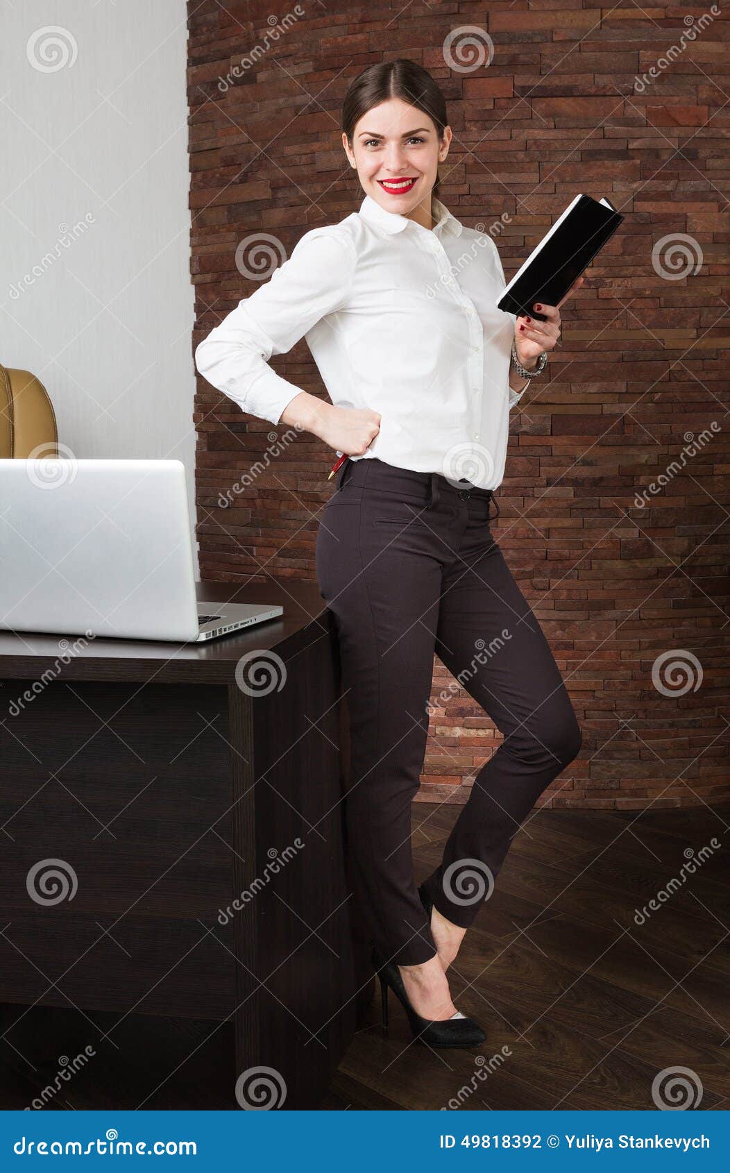 Office lady stock photo. Image of desk, cell, attractive - 49818392