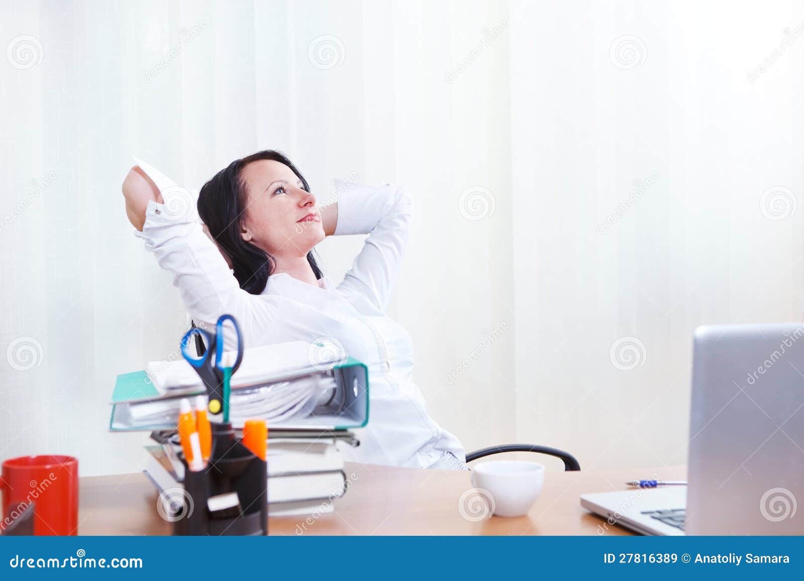 Office lady dreaming stock image. Image of attractive - 27816389