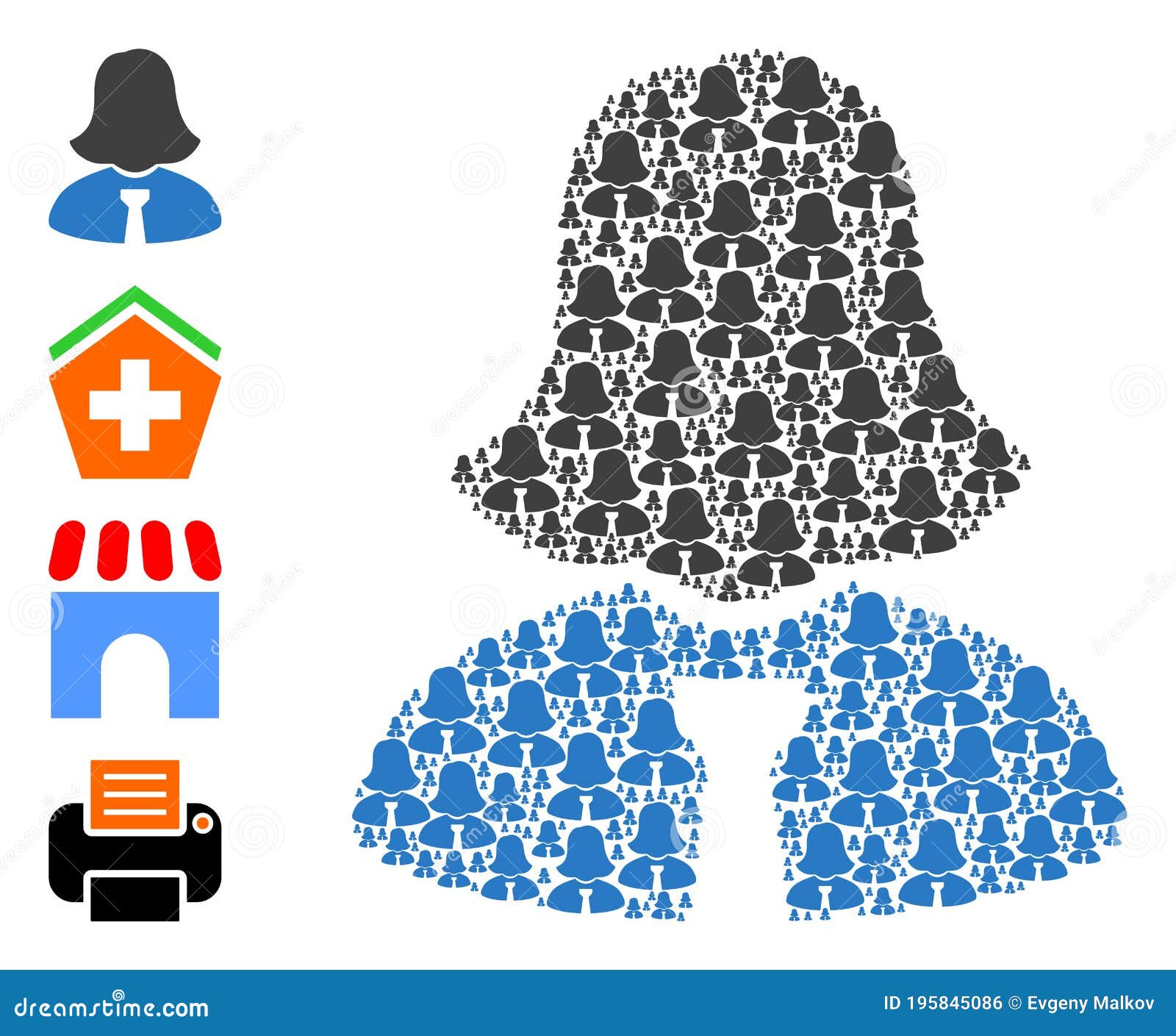 Office Lady Fractal Collage Of Self Items Stock Vector Illustration