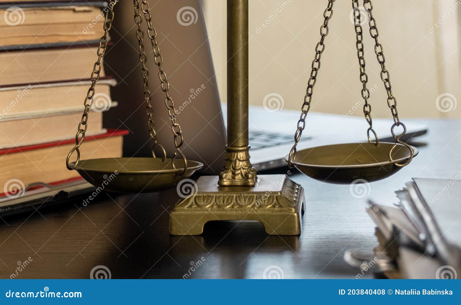 Scales Workplace Lawyer Office Laptop Document Table Stock Photo ...