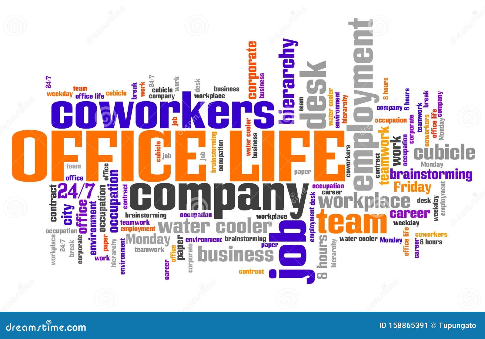 Office life concept stock illustration. Illustration of words - 158865391