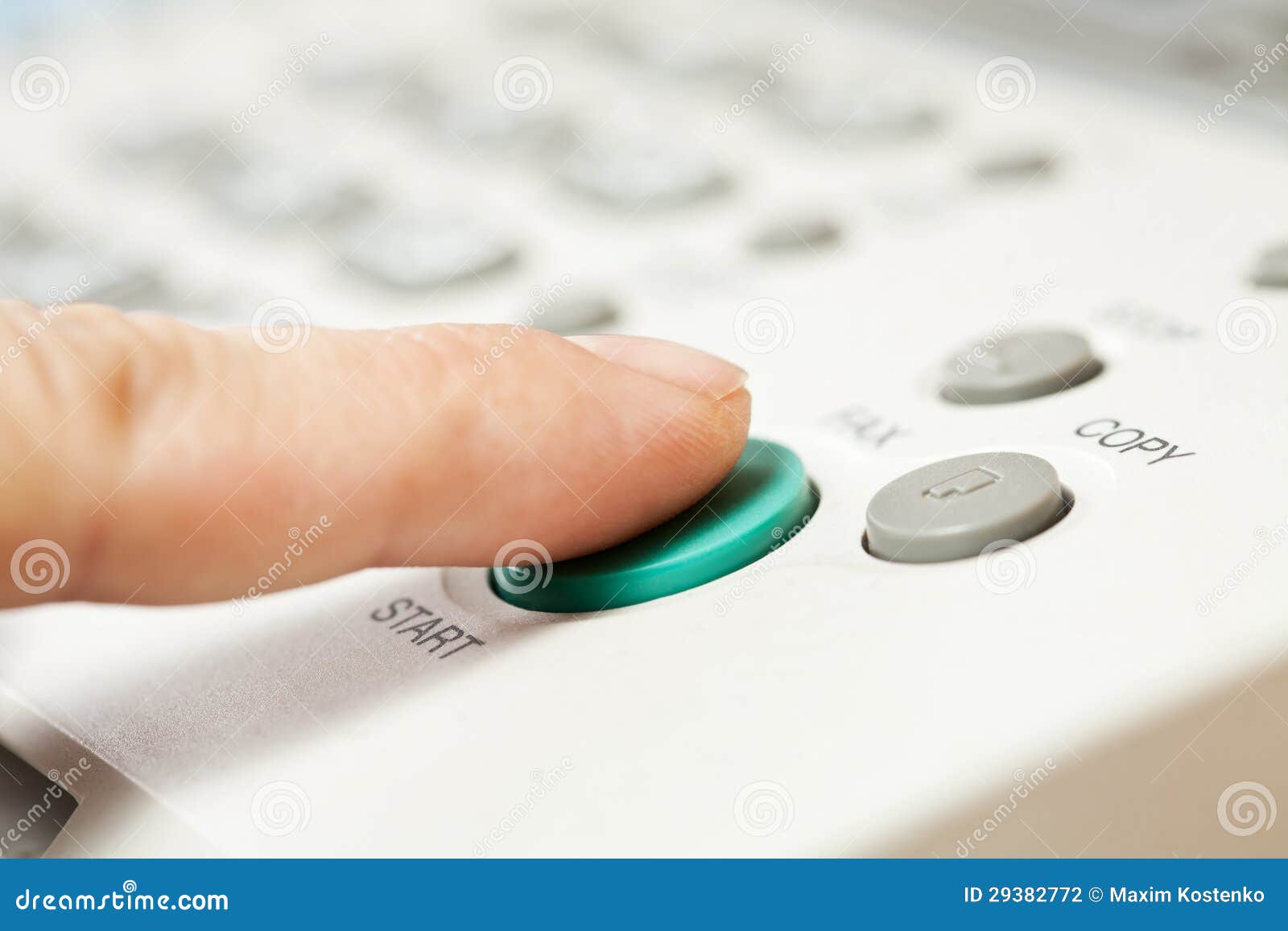 Office Life, Hand Pressing Start Button Stock Photo - Image of print ...