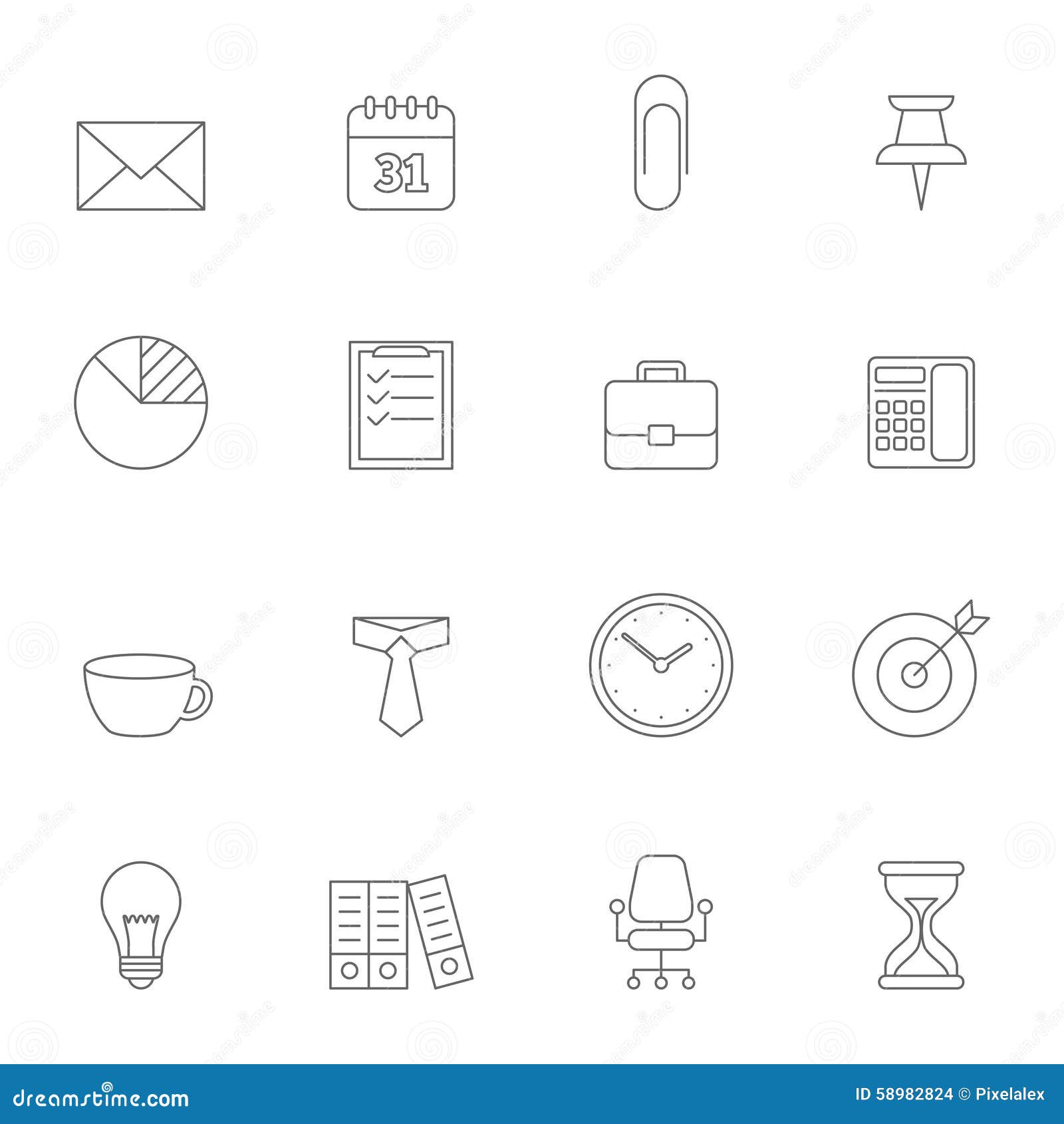 Office Line Icons stock vector. Illustration of flat - 58982824