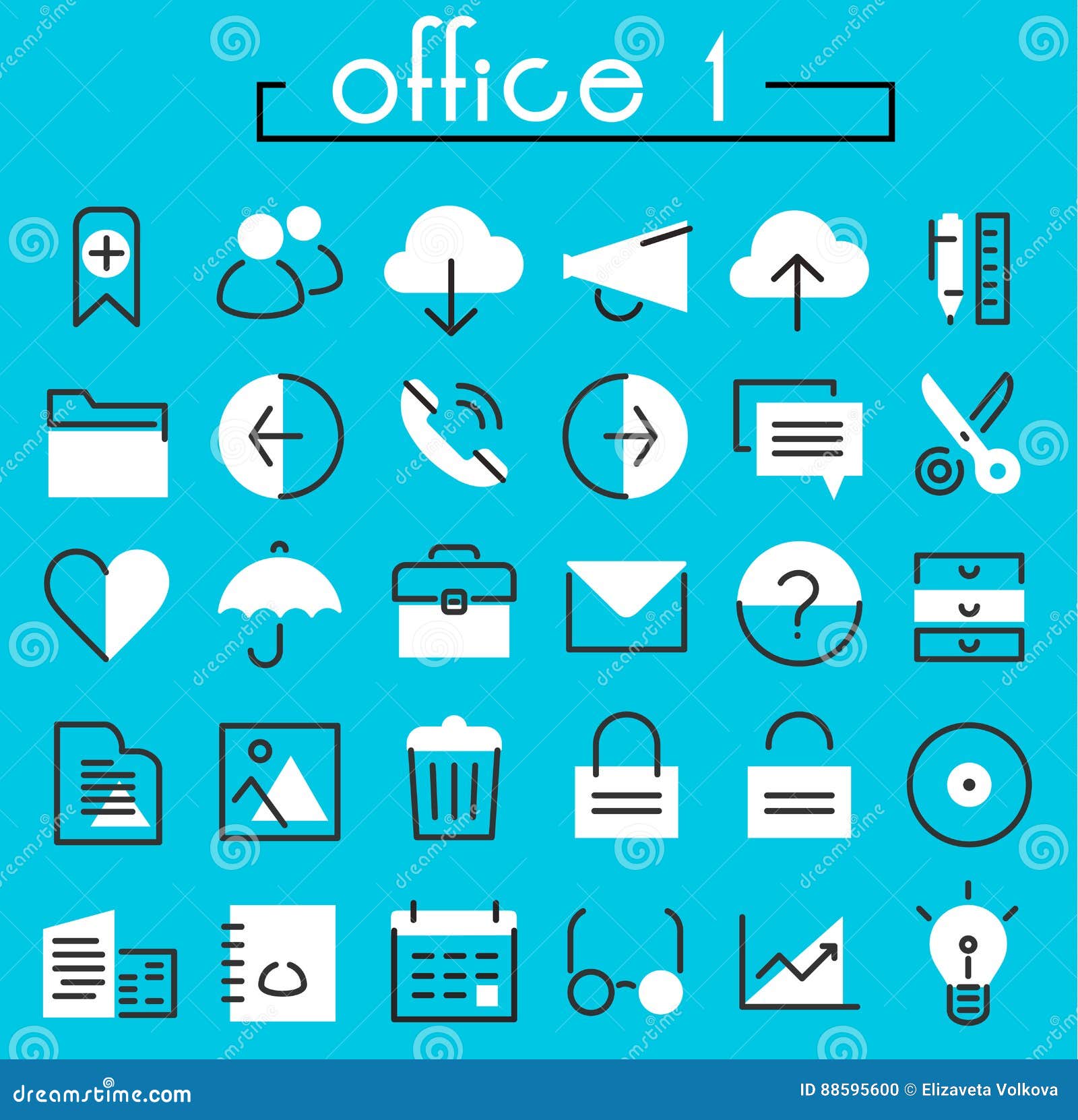 Office Icons Collection Set 1 Stock Illustrations – 135 Office Icons ...