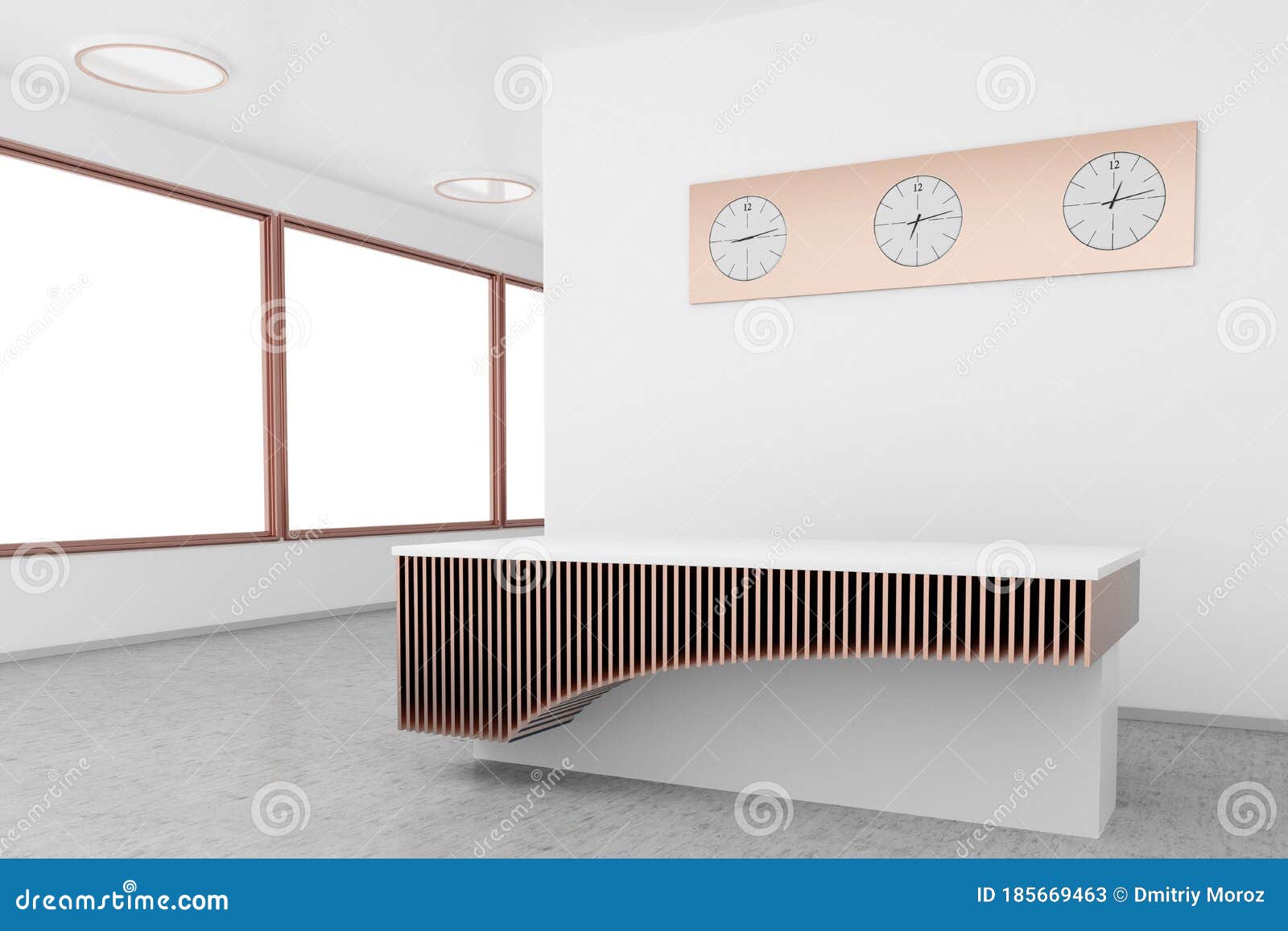 Office Lobby with a Empty Reception Desk Stock Illustration ...