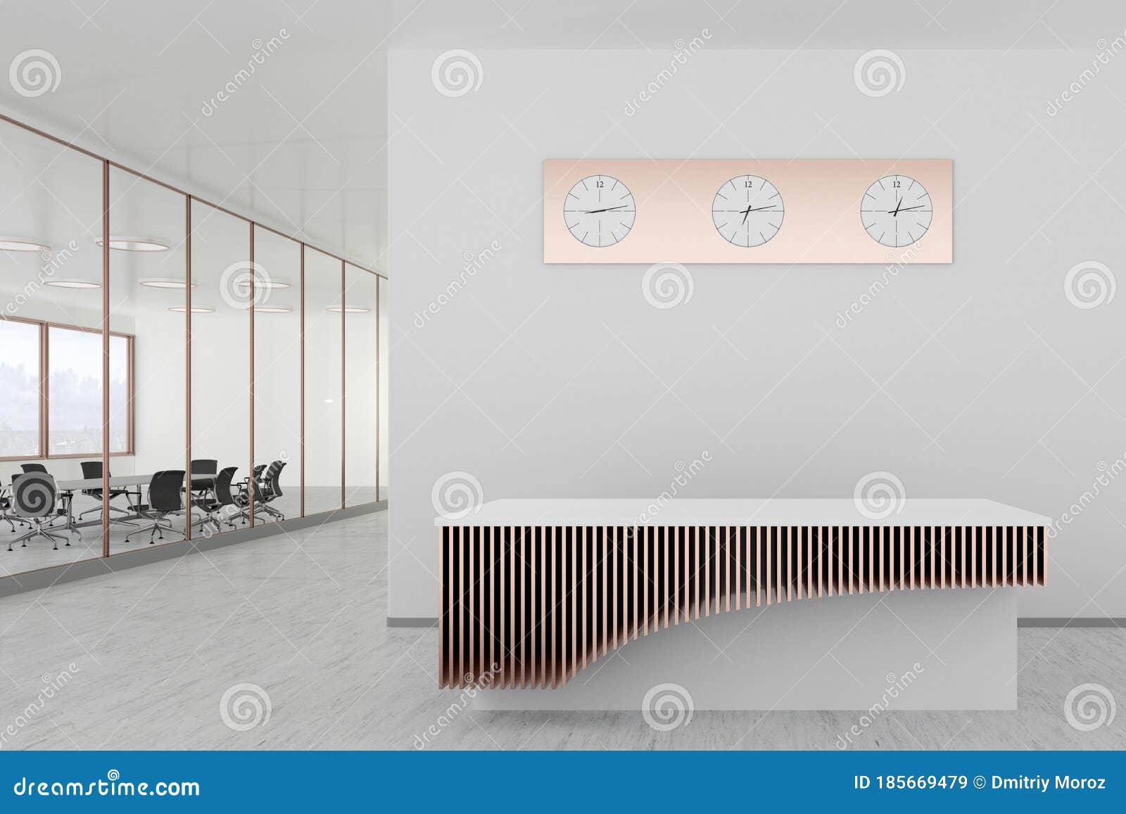 Office Lobby with a Empty Reception Desk Stock Illustration ...
