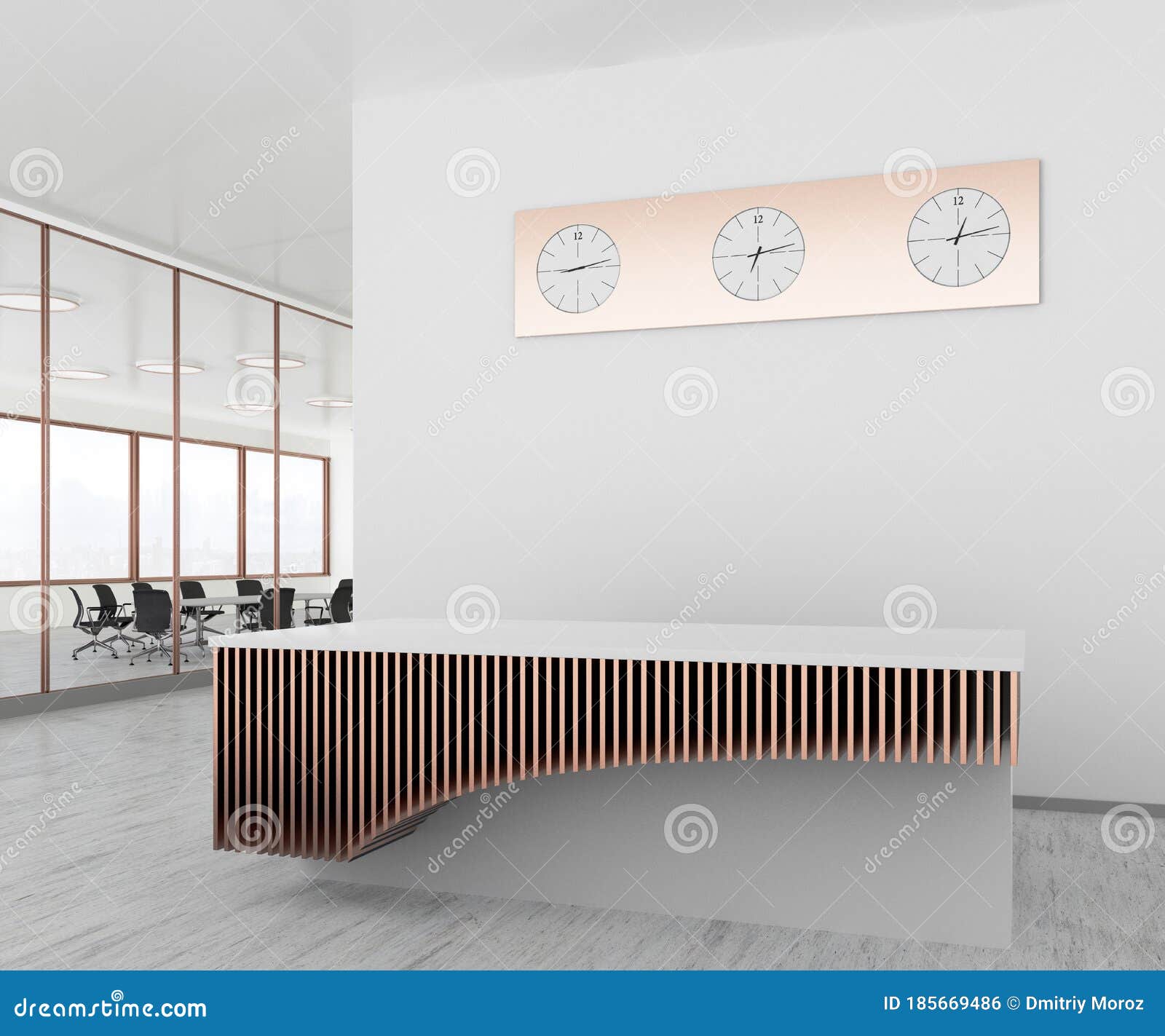 Office Lobby with a Empty Reception Desk Stock Illustration ...