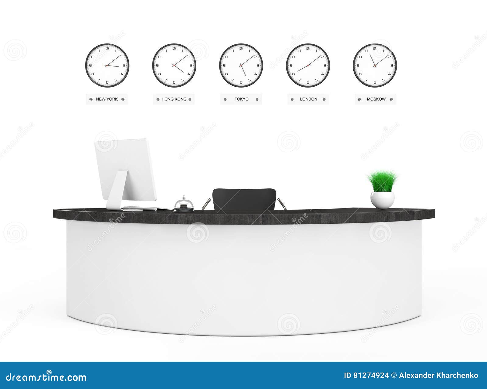 Office Lobby with a Reception Desk. 3d Rendering Stock Illustration ...
