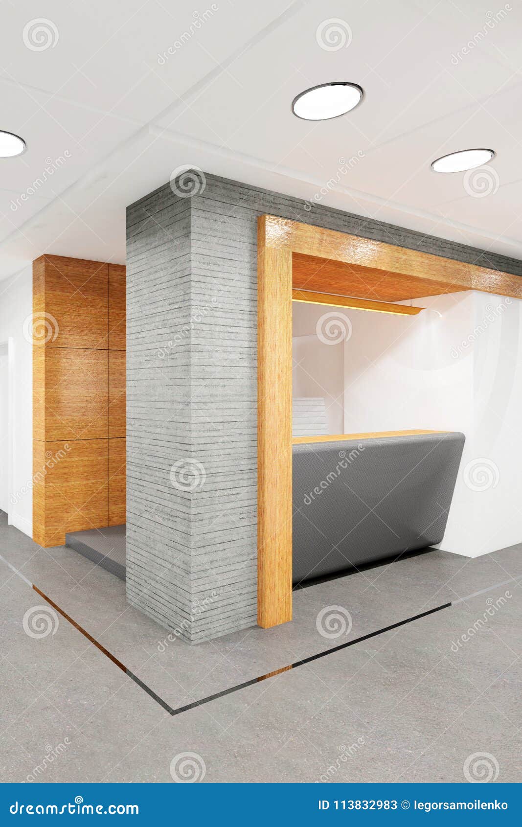 Office Lobby with a Reception Desk Stock Illustration - Illustration of ...