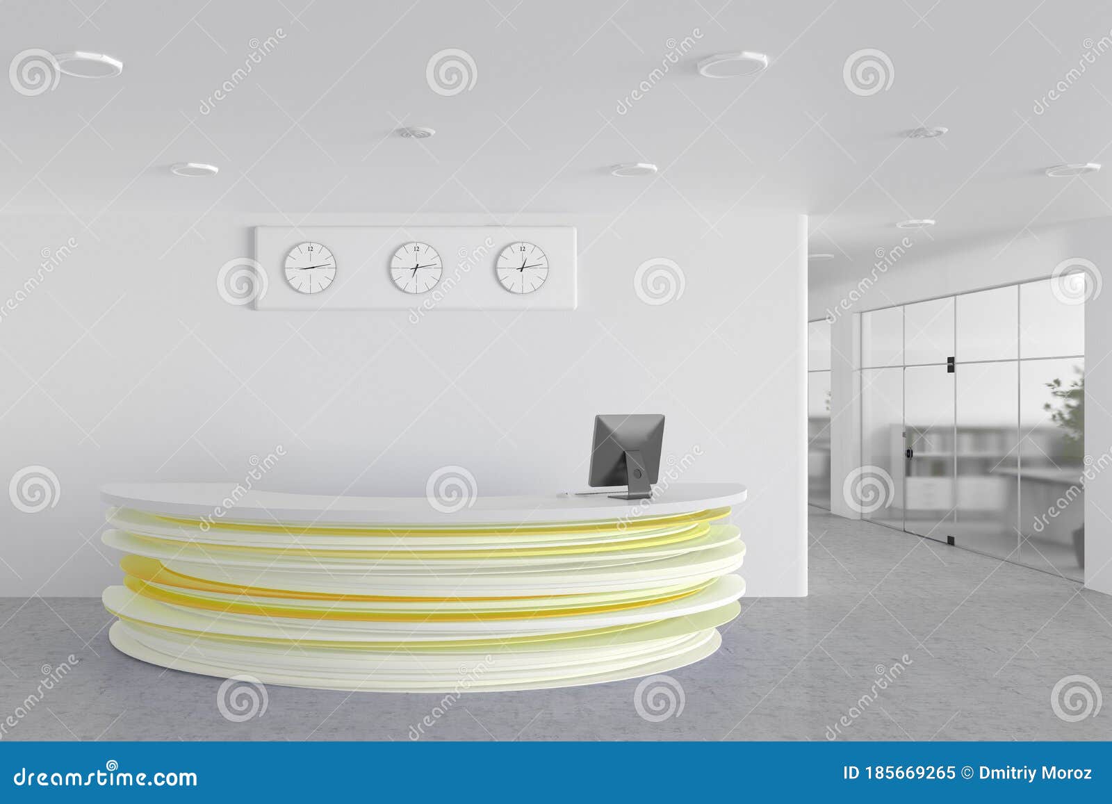 Office Lobby with a Reception Desk Stock Illustration - Illustration of ...