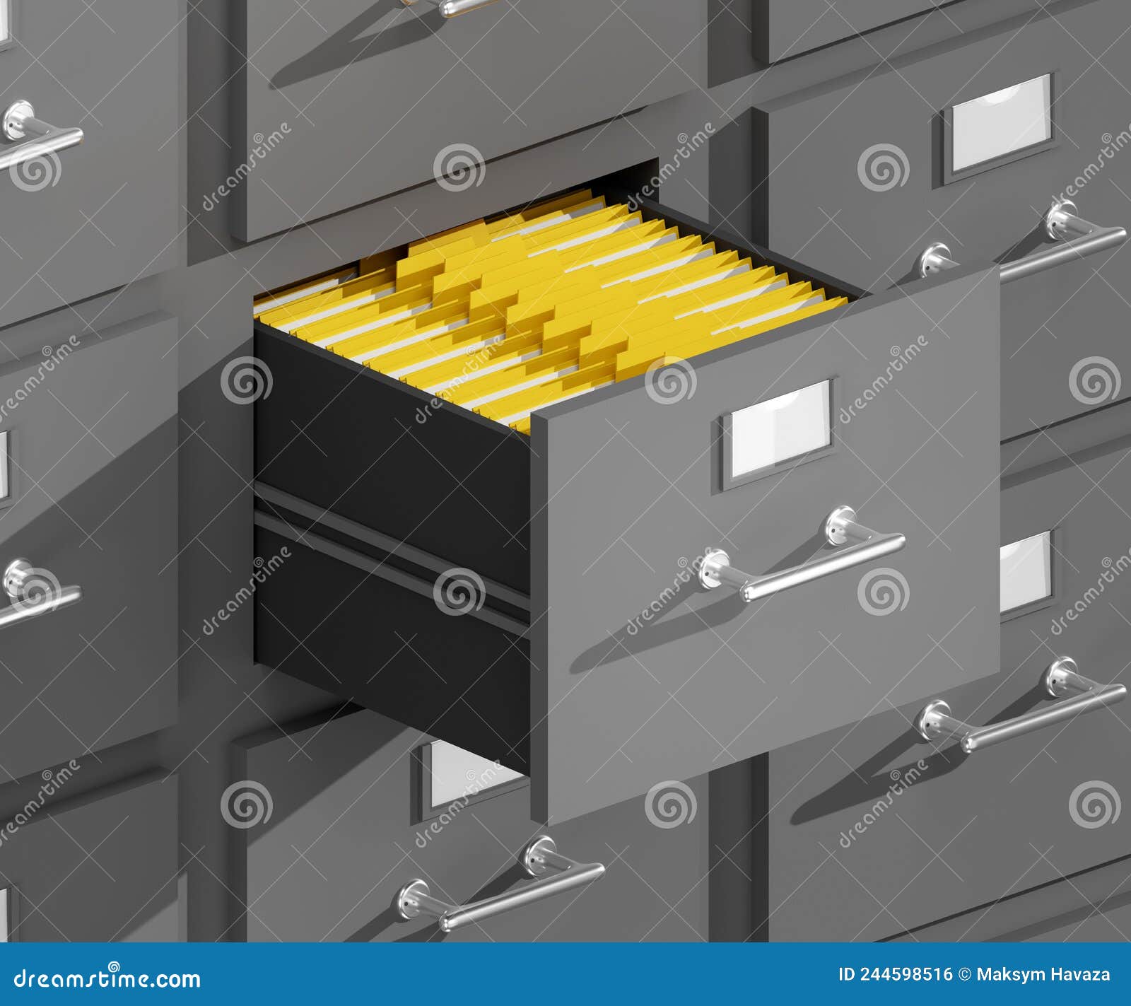 Office Locker. 3d Illustration of Office Drawer with Important ...