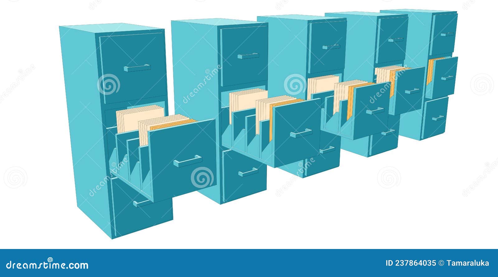 Office Lockers with Open Document Drawers Stock Illustration ...