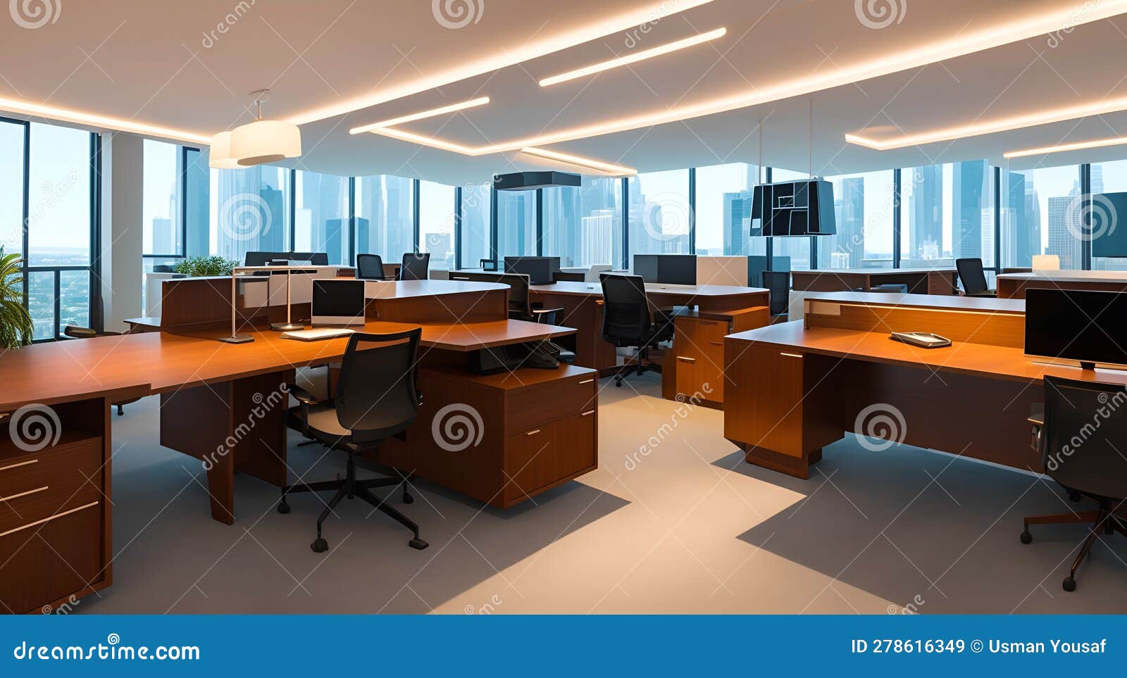 An Office with a Lot of Desks and Chairs Created with Generative AI ...