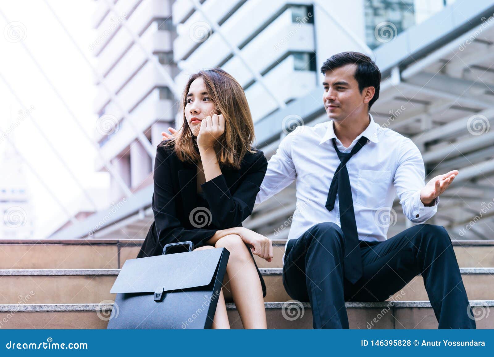 Office Lover Couple Having Problem Arguing in Outdoor City Stock Photo ...