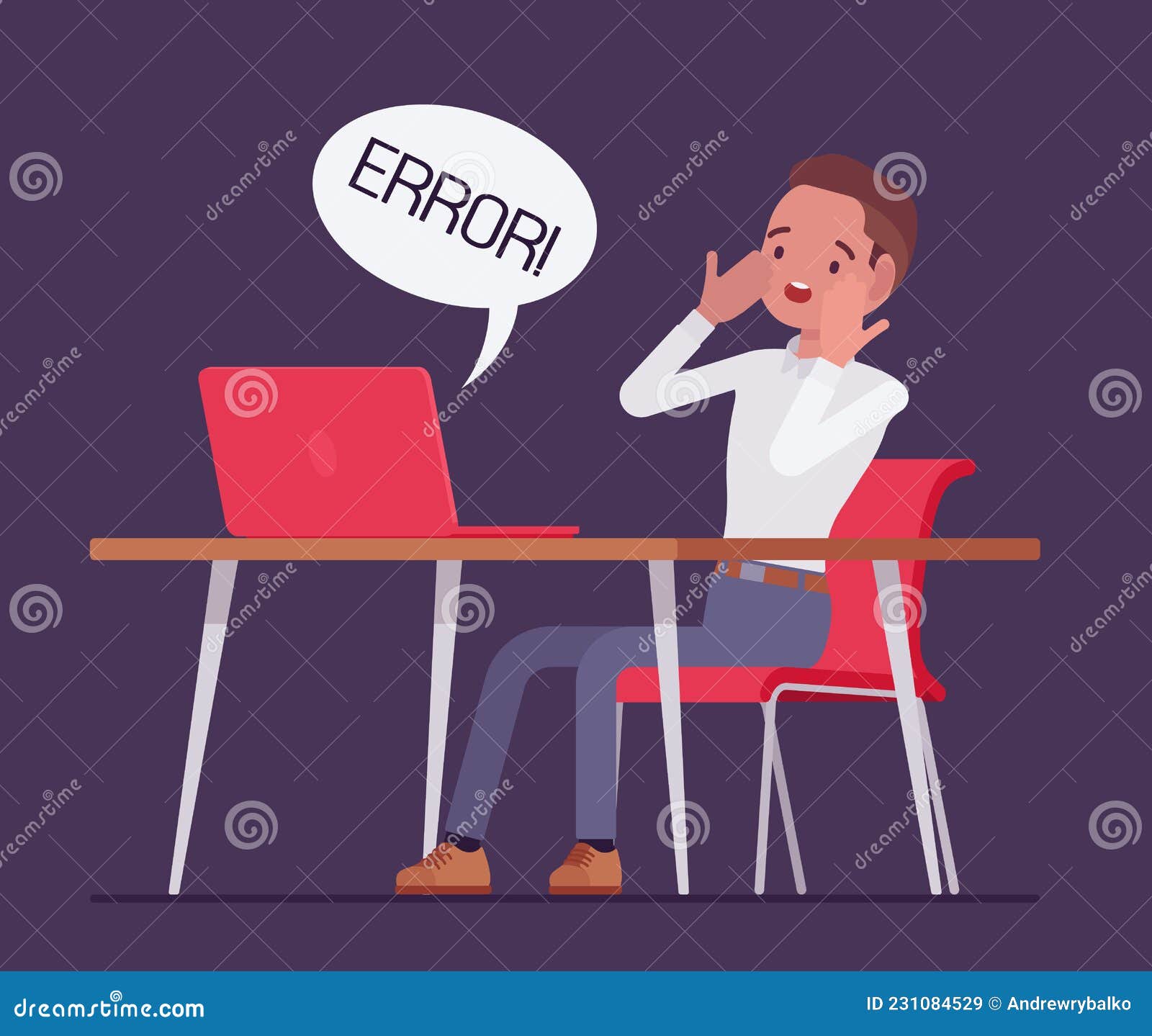 Office Male Clerk Afraid Of Computer Failure, Hardware, Software Error ...