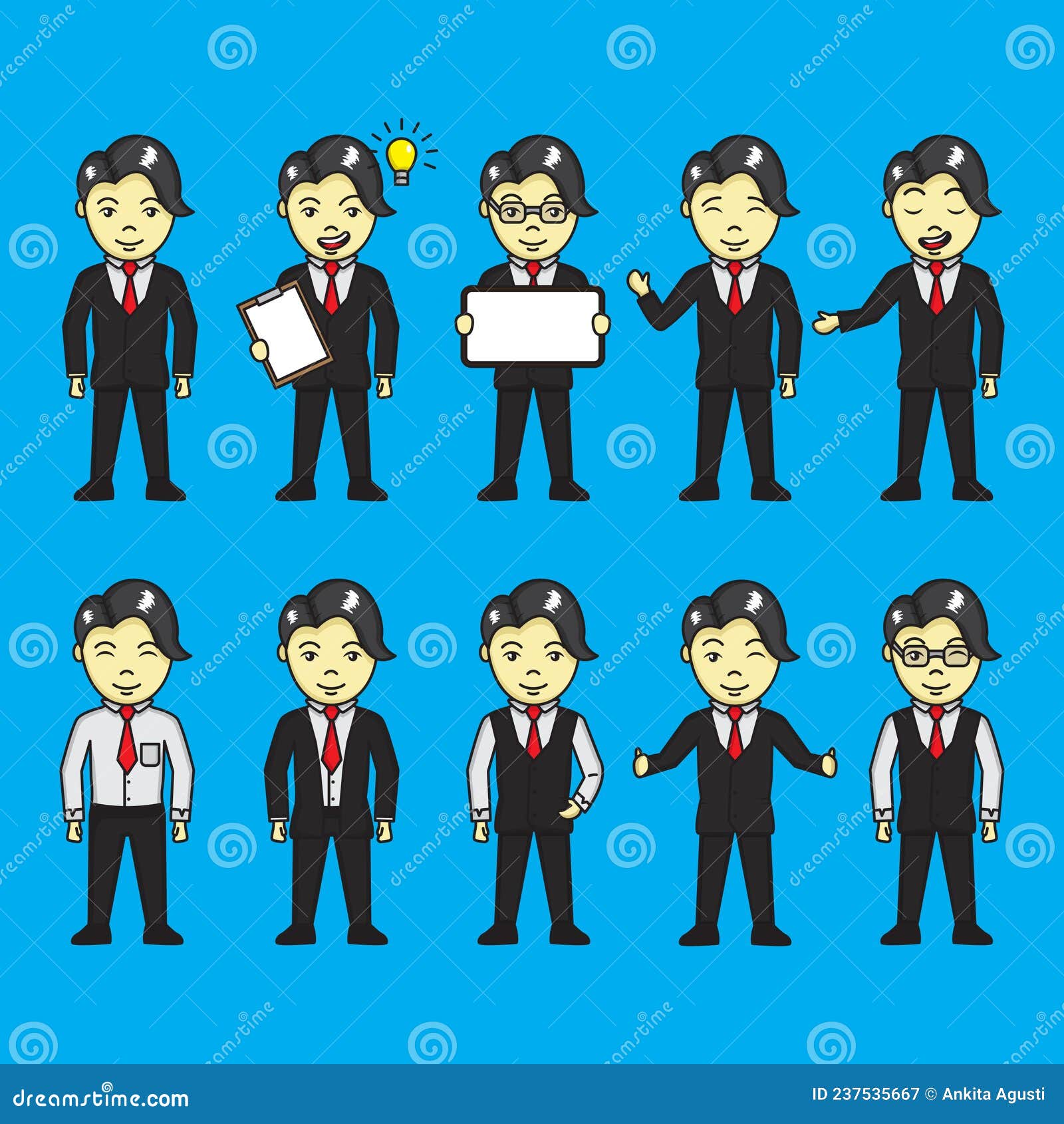 Office Man Character Icon Set Stock Vector - Illustration of lifestyle ...