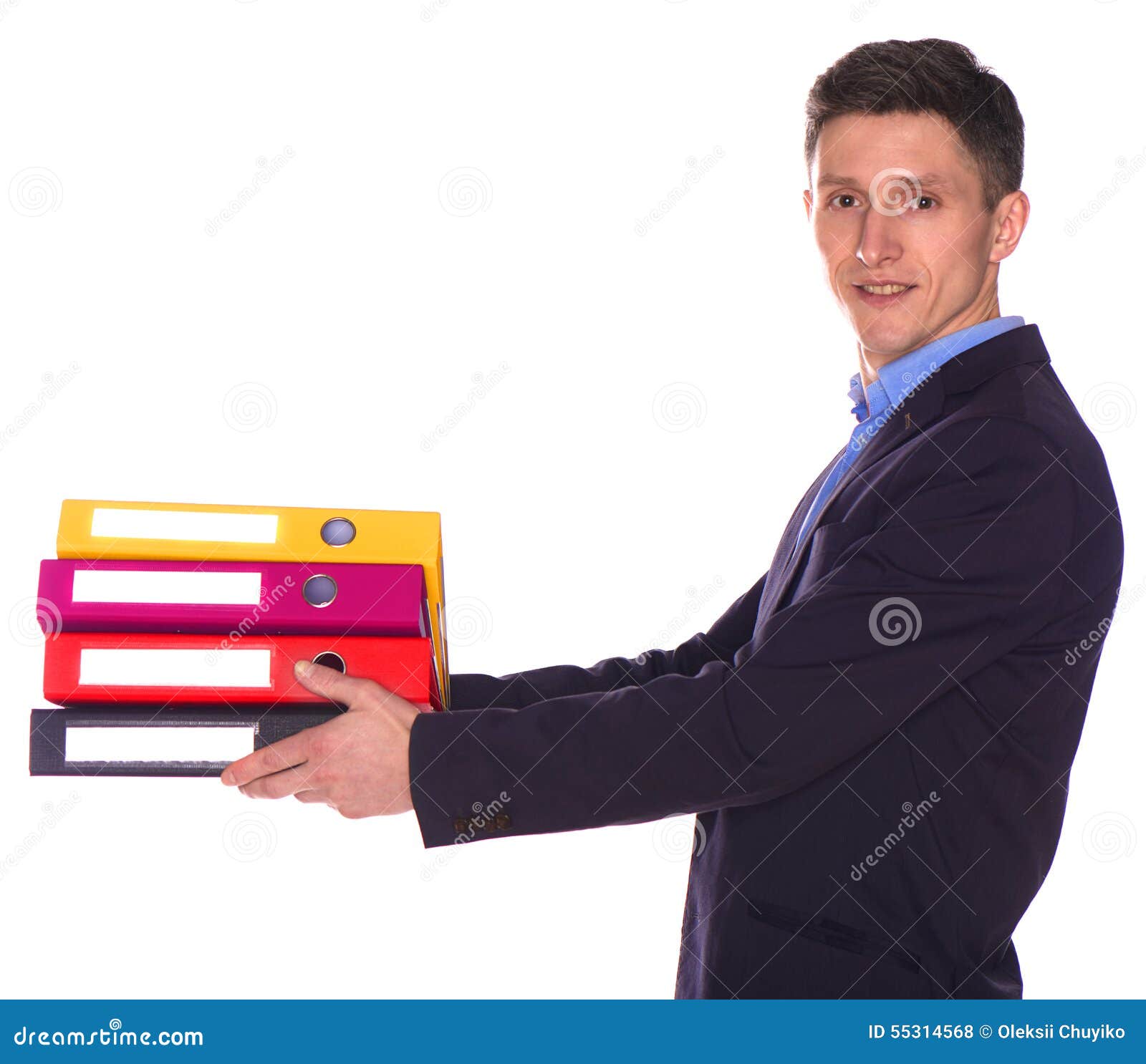 Office Man Giving a Folders Isolate Stock Photo - Image of career ...