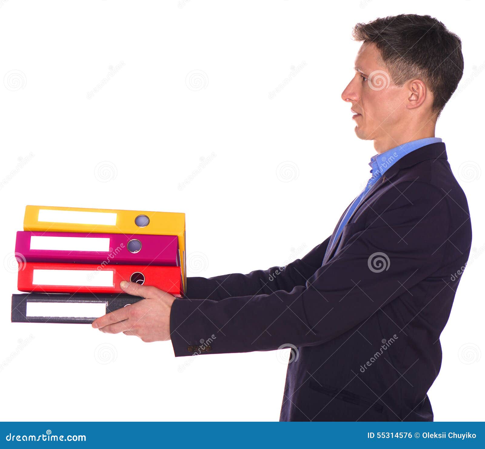 Office Man Giving a Folders Isolate Stock Photo - Image of cheerful ...