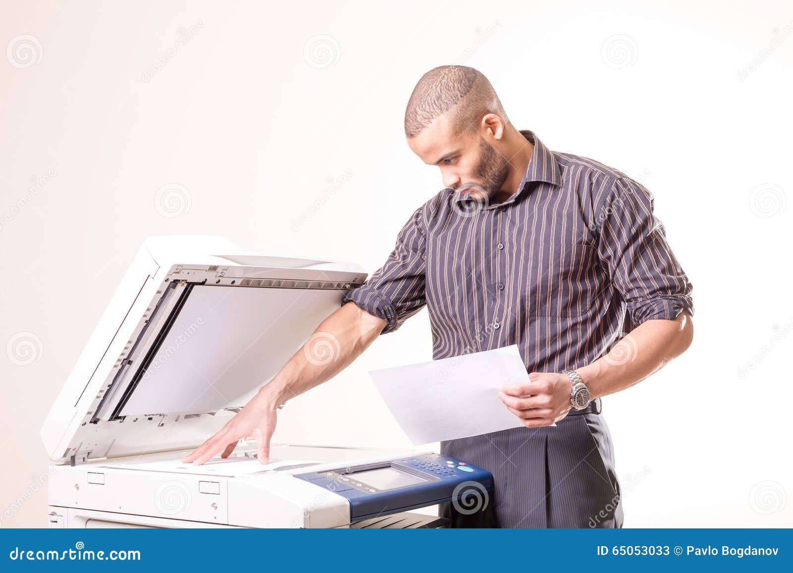 Office Man Making Copies of Documents Stock Image - Image of document ...