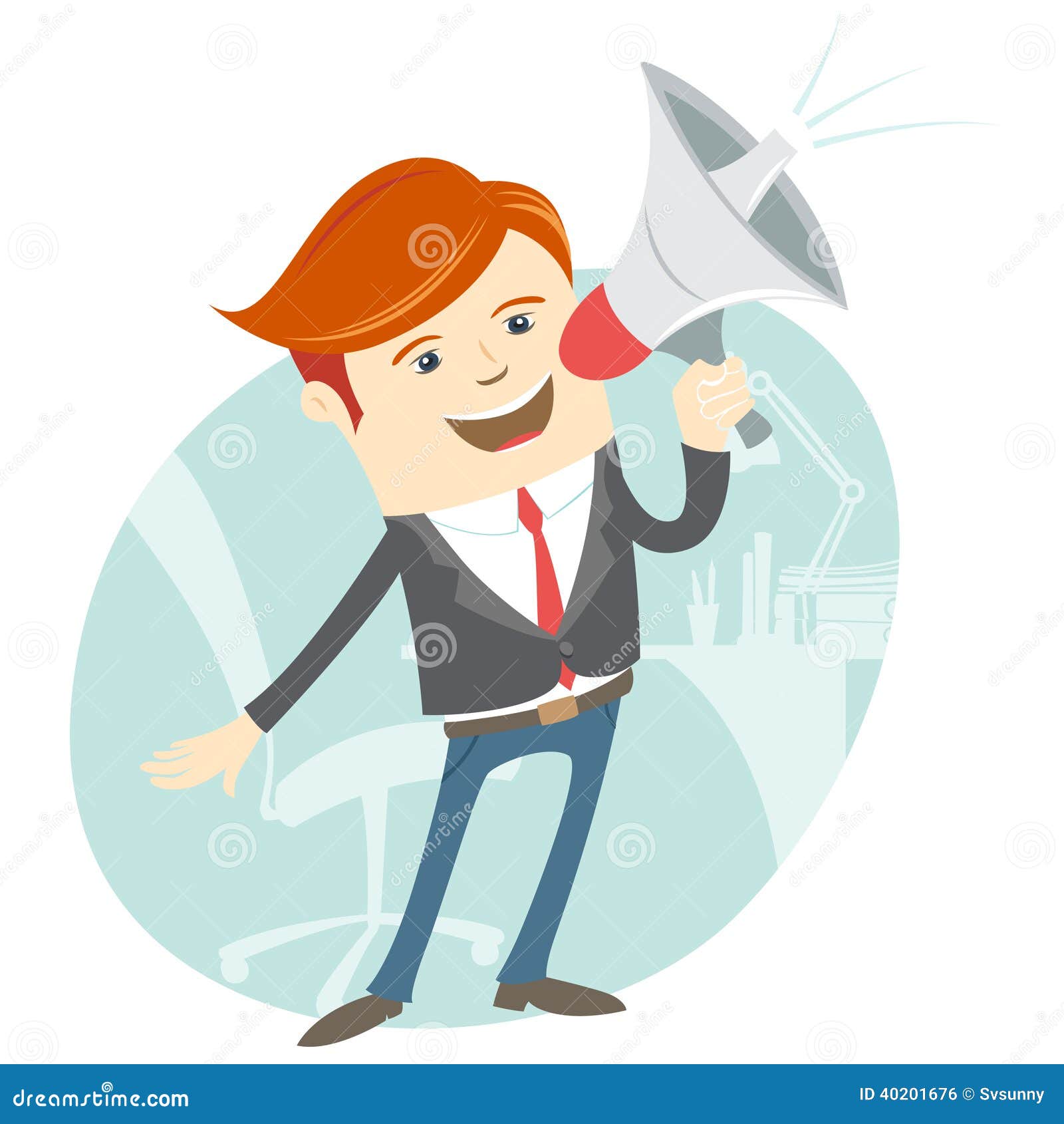 Office Man Megaphone Shouting in Front of His Working Place Stock ...