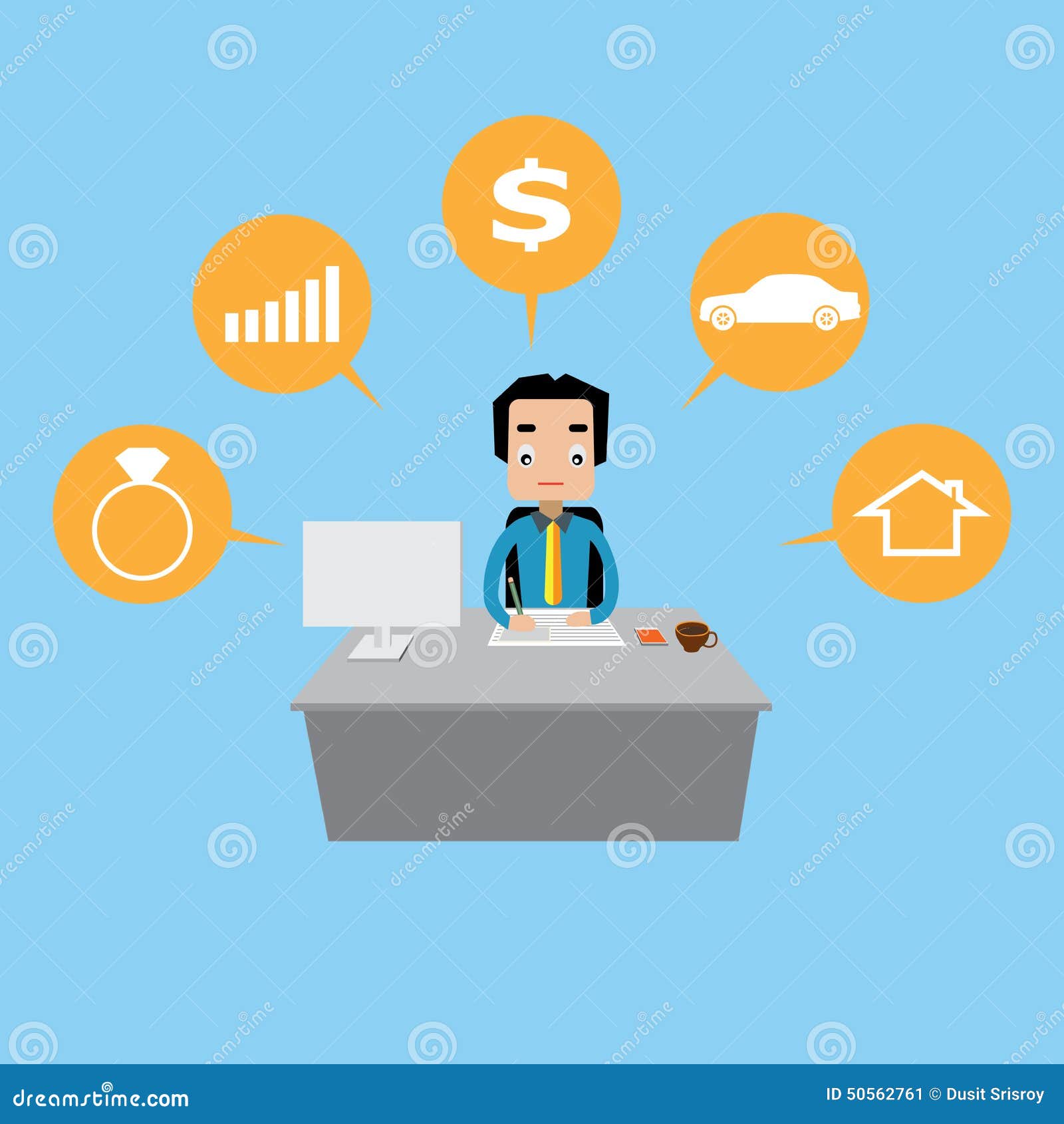 Office man s dreams stock illustration. Illustration of people - 50562761
