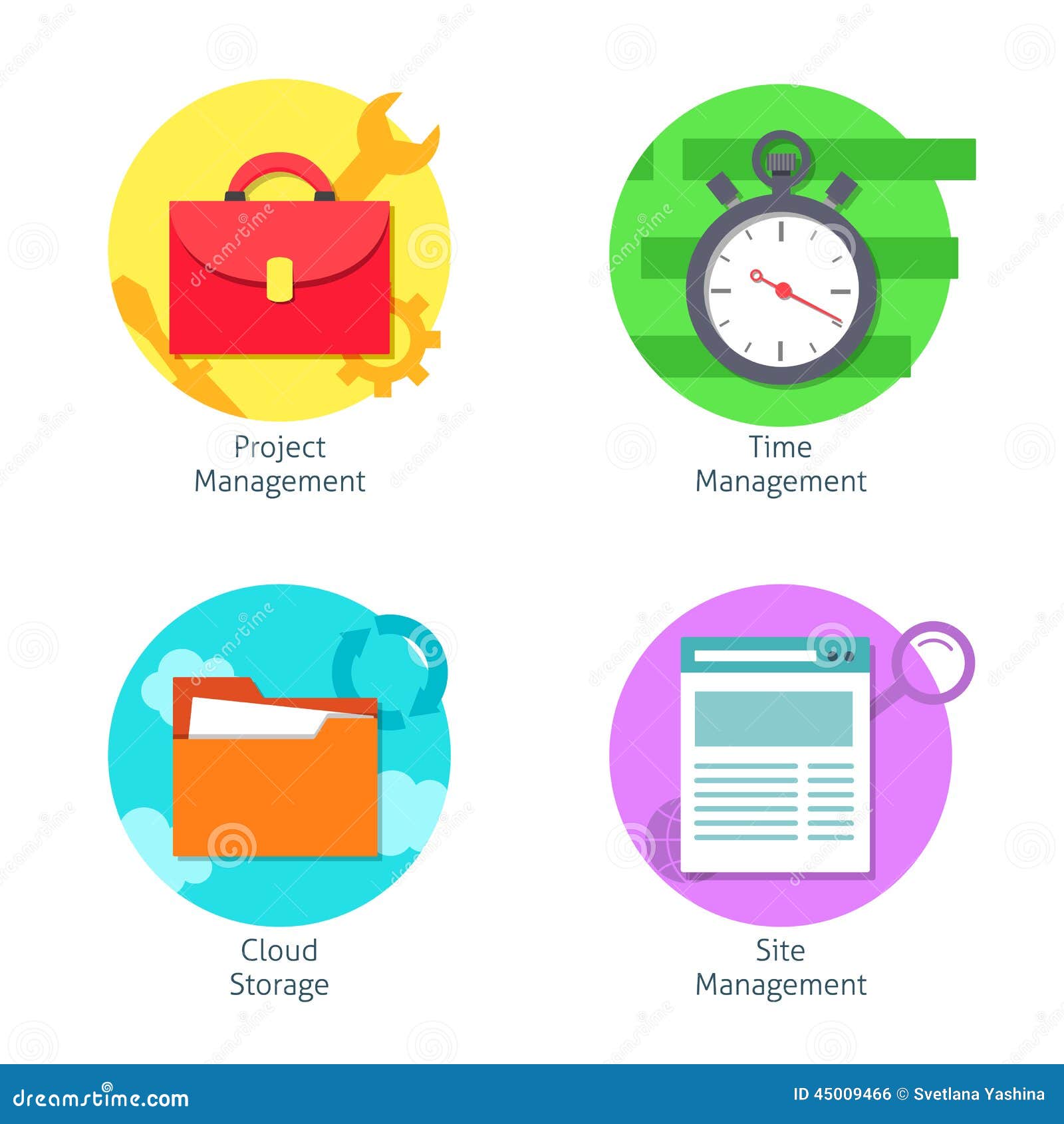 Office Management Icons Set Stock Vector - Illustration of website ...