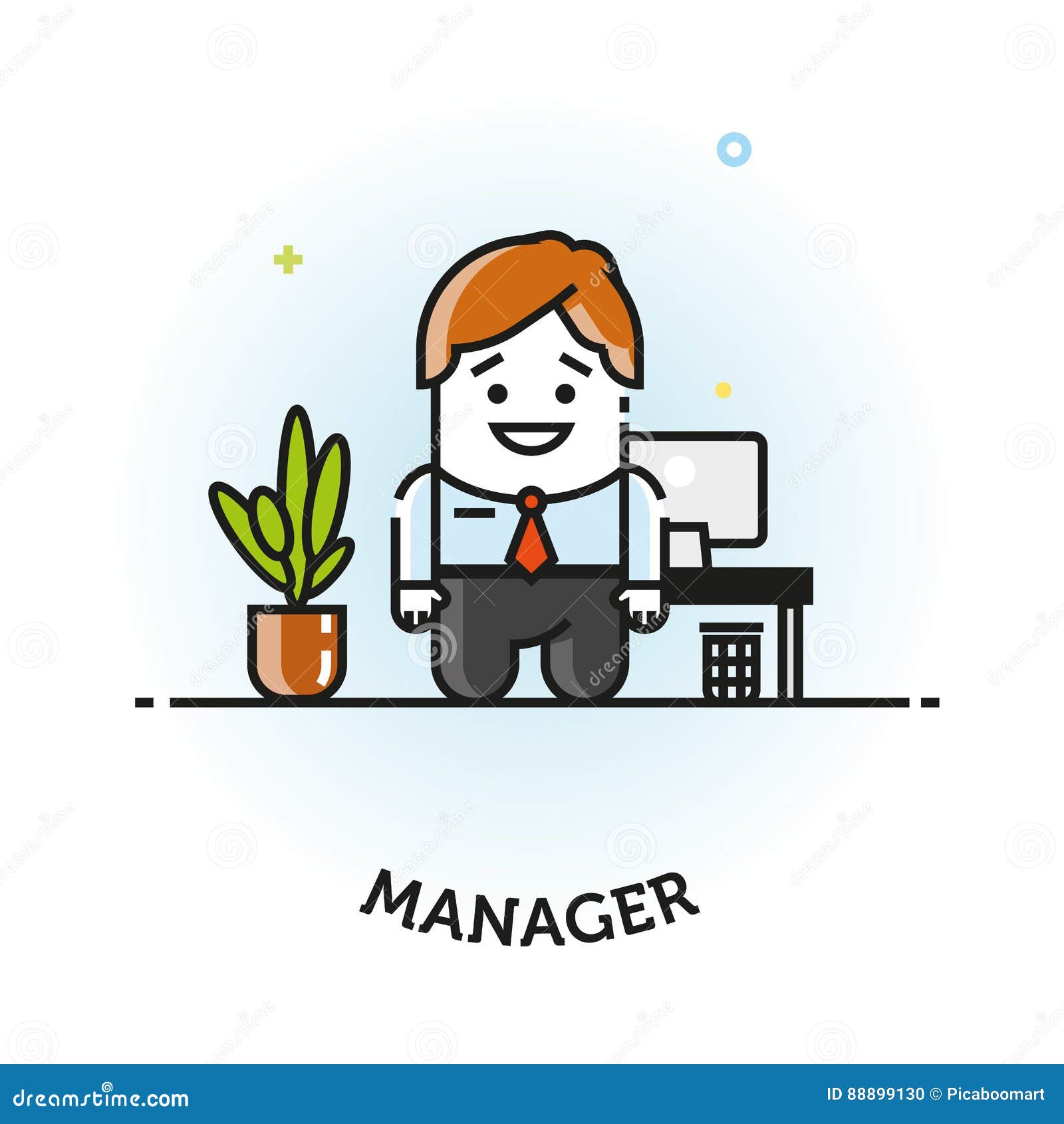 Office Manager Flat Vector Icon Stock Vector - Illustration of computer ...