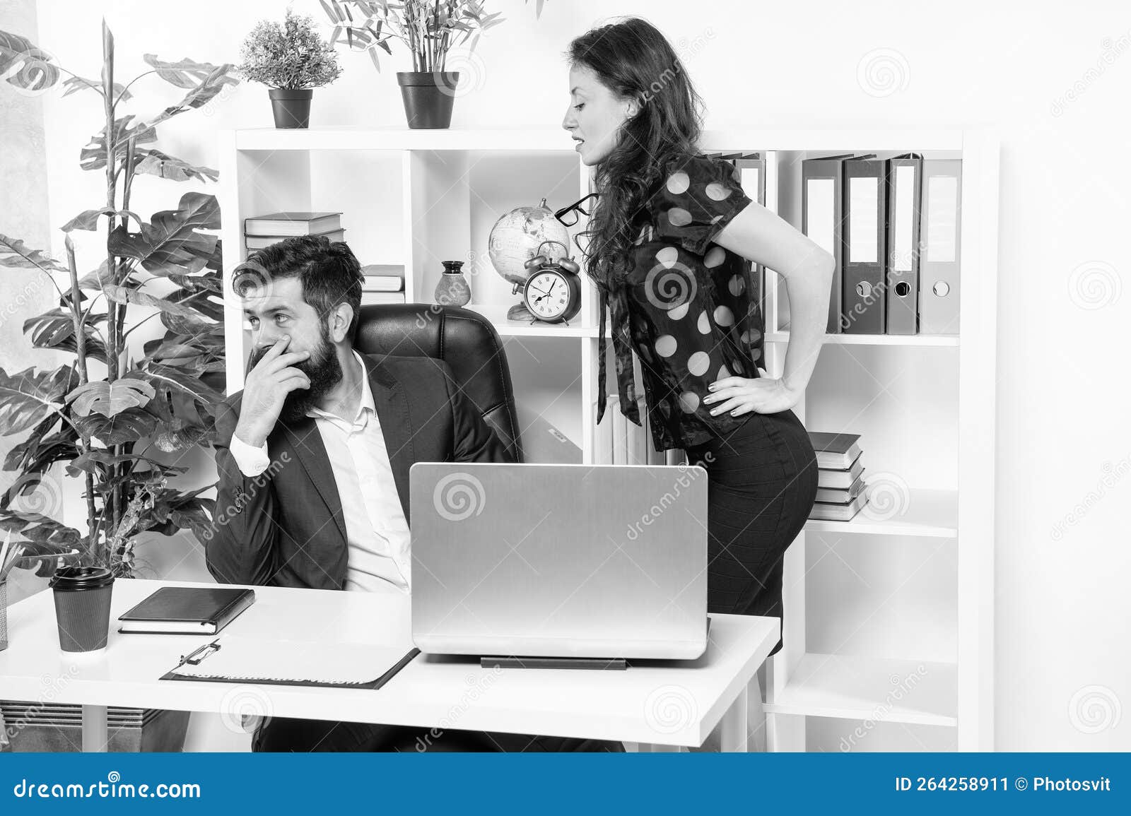 Office Manager Flirt with Boss at Workplace, Flirting Stock Image ...